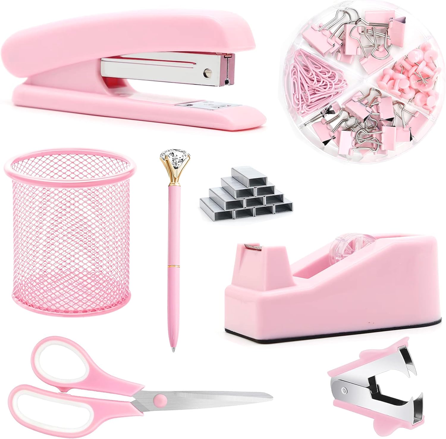 Amazon.com : Pink Office Supplies, Pink Desk Accessories, Stapler ...