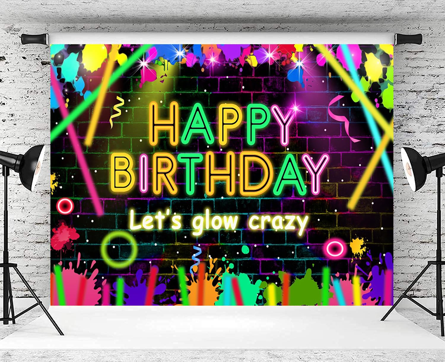 Neon Decorations For Party Neon Happy Birthday Banner 71x43 Inch - Glow ...