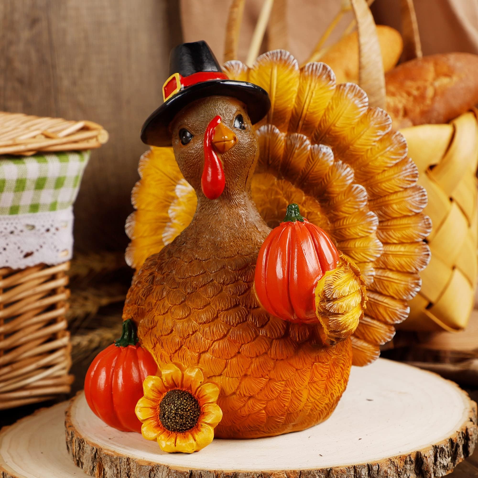Amazon.com: SAND MINE Thanksgiving Turkey Tabletop Centerpiece Decor ...