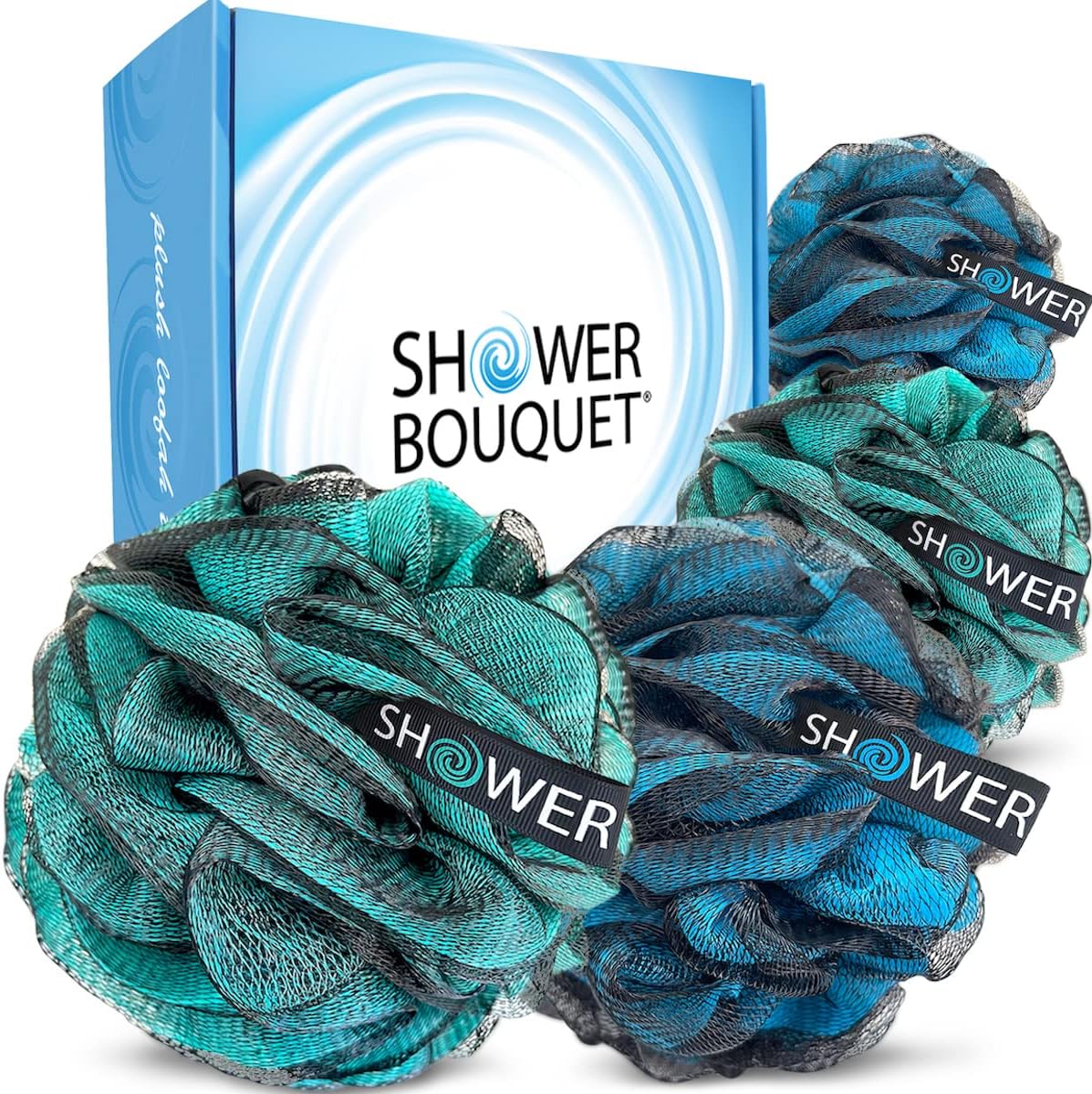 Amazon.com: Loofah-Charcoal Bath-Sponge-Blue-Green XL-75g by Shower ...
