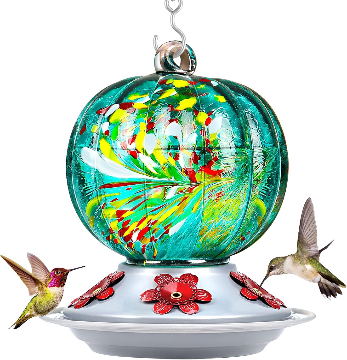 Amazon.com : BOLITE Hummingbird Feeder, Hand Blown Glass Hummingbird ...