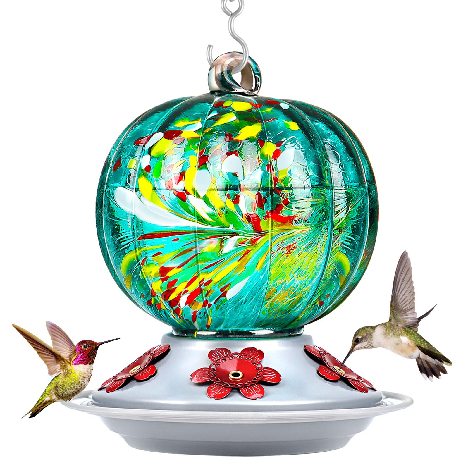 Snapklik.com : BOLITE Hummingbird Feeder, Hand Blown Glass Hummingbird ...