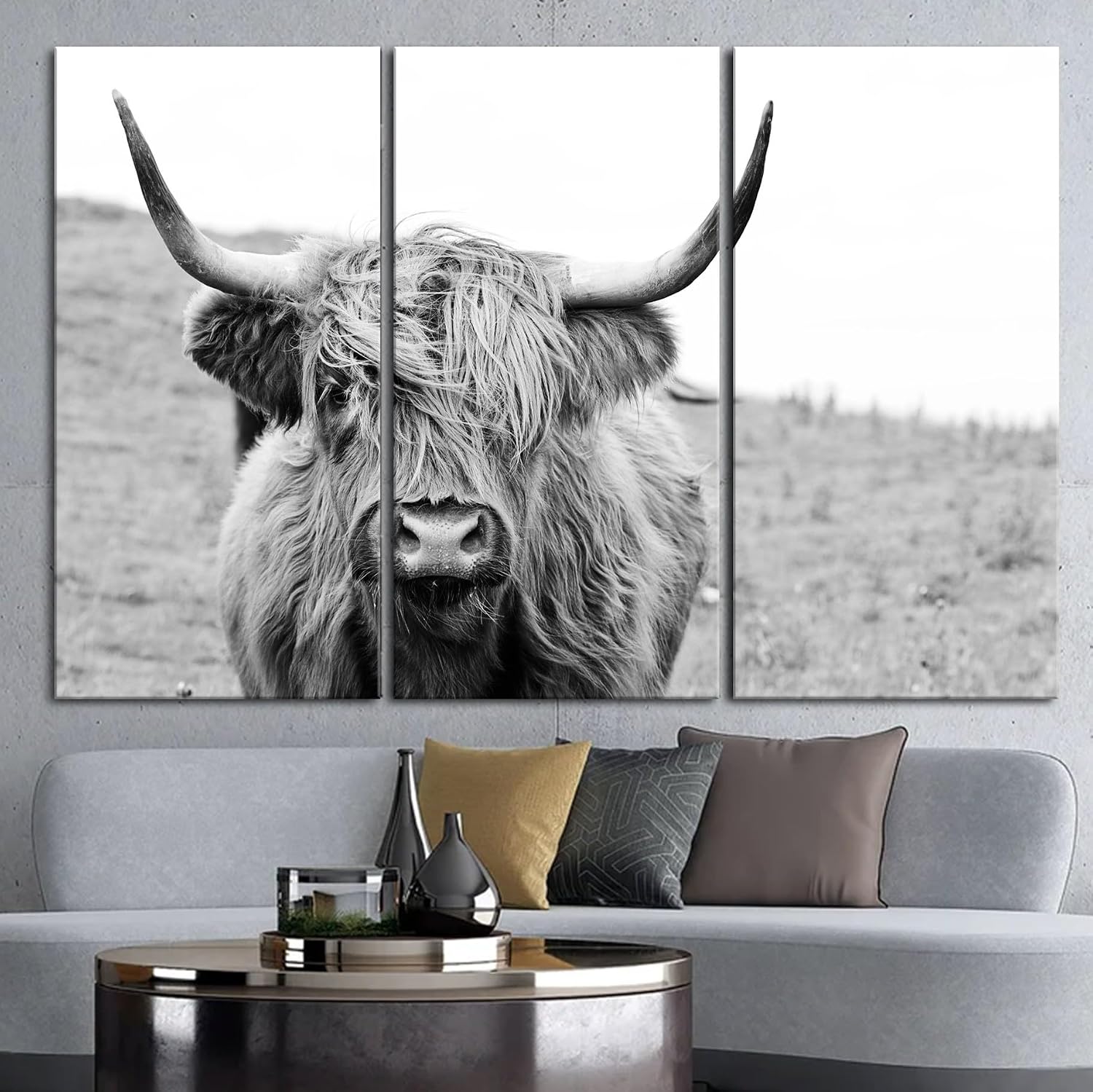Amazon.com: Texas Longhorn Cow Canvas Wall Art - Framed Animal Print ...