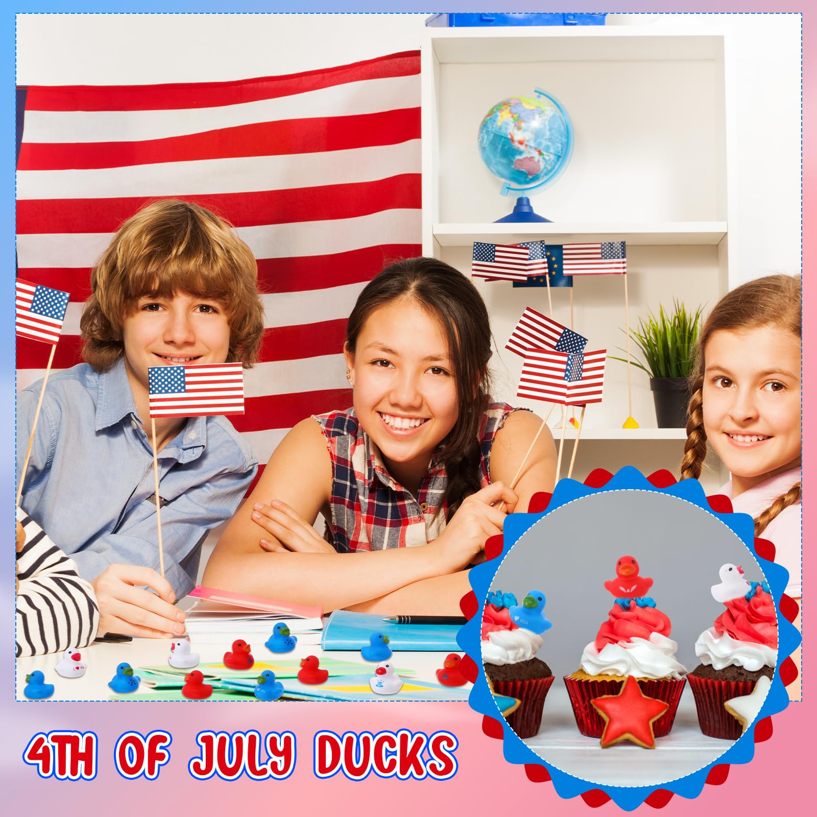 Junkin Patriotic Rubber Ducky Bulk 1.57 Inch 4th of July Float Rubber ...