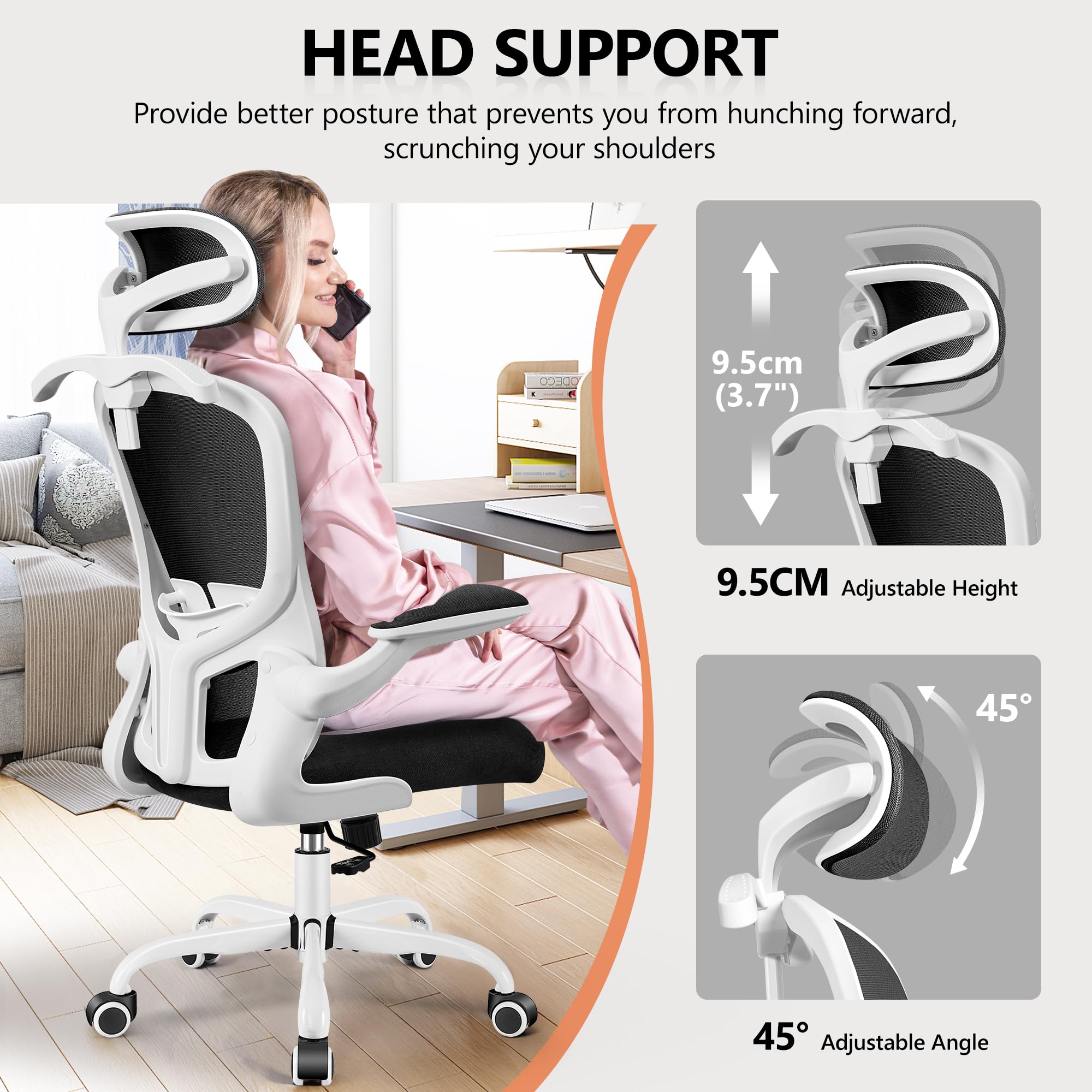 FelixKing Office Chair with Headrest, Ergonomic Desk Chair with Wheels ...