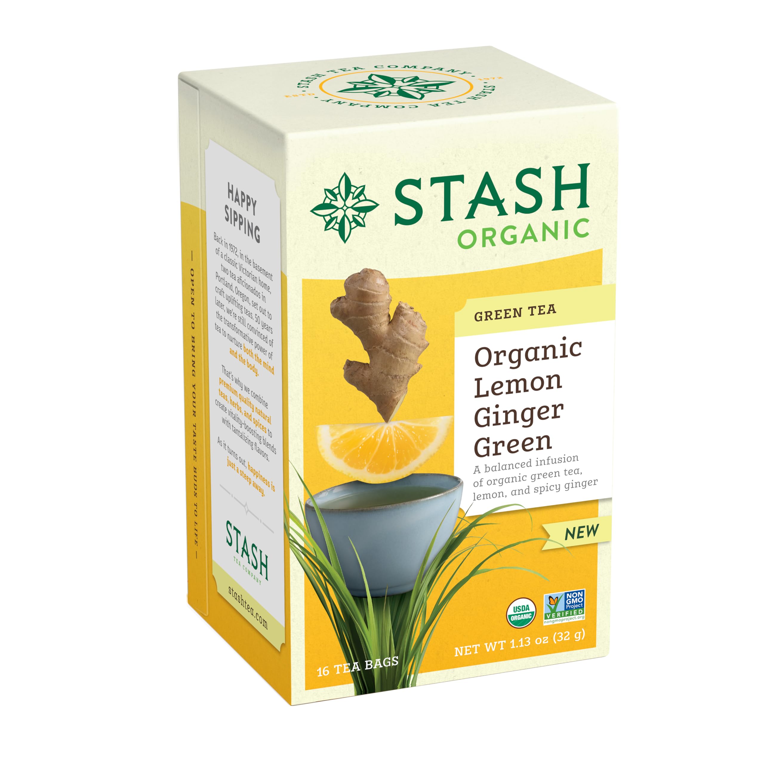 Amazon.com: Stash Tea Organic Lemon Ginger Green Tea, Caffeinated, Non ...