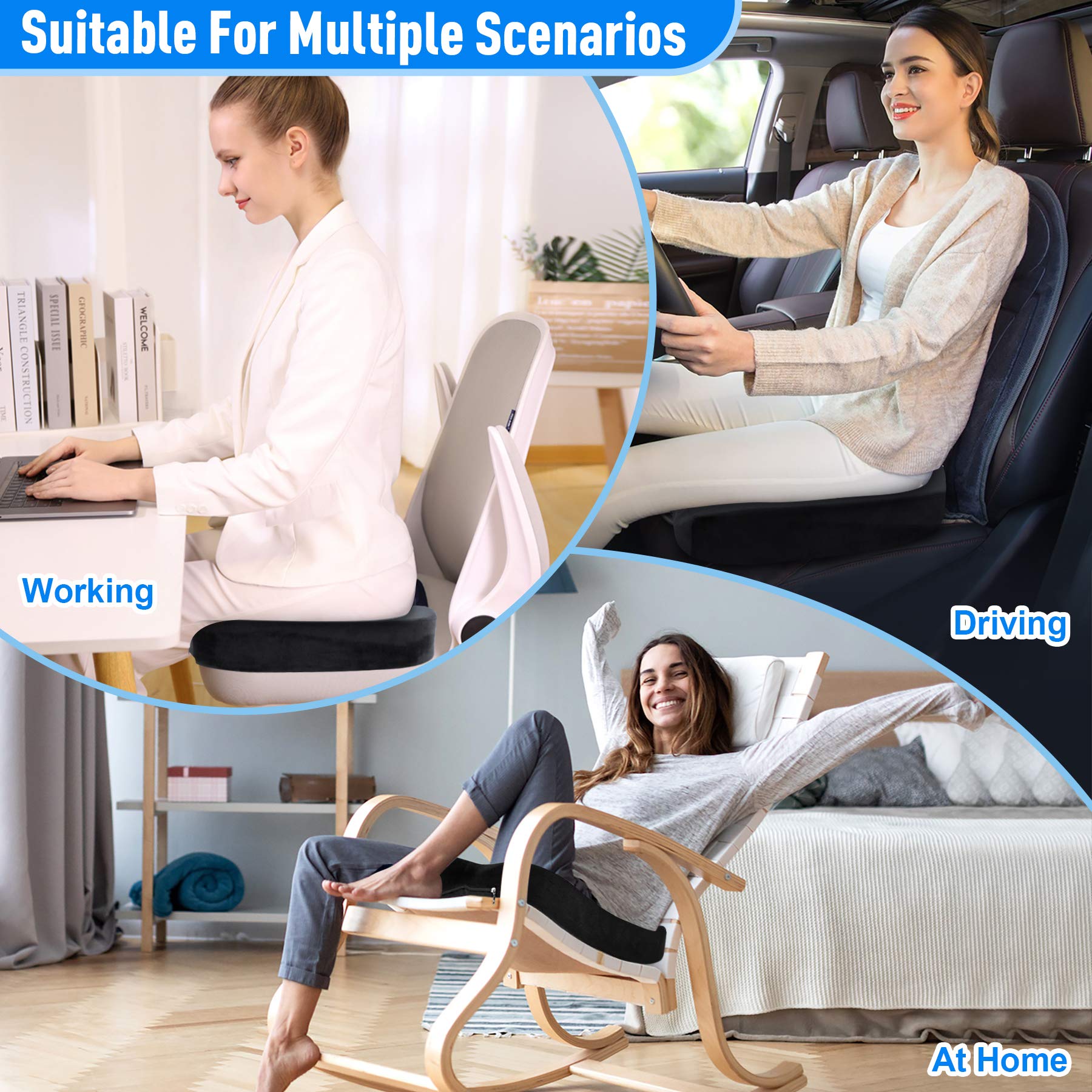 POOTACK Gel Seat Cushion for Office Chair, Memory Foam Ergonomics ...
