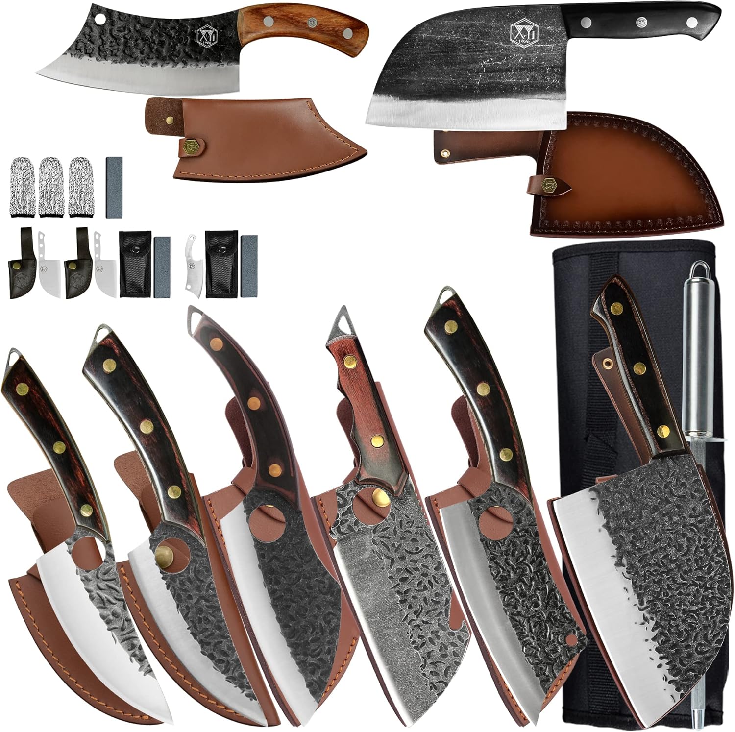 Amazon.com: XYJ Serbian Meat Cleaver Stainless Steel Chef Boning Knives ...