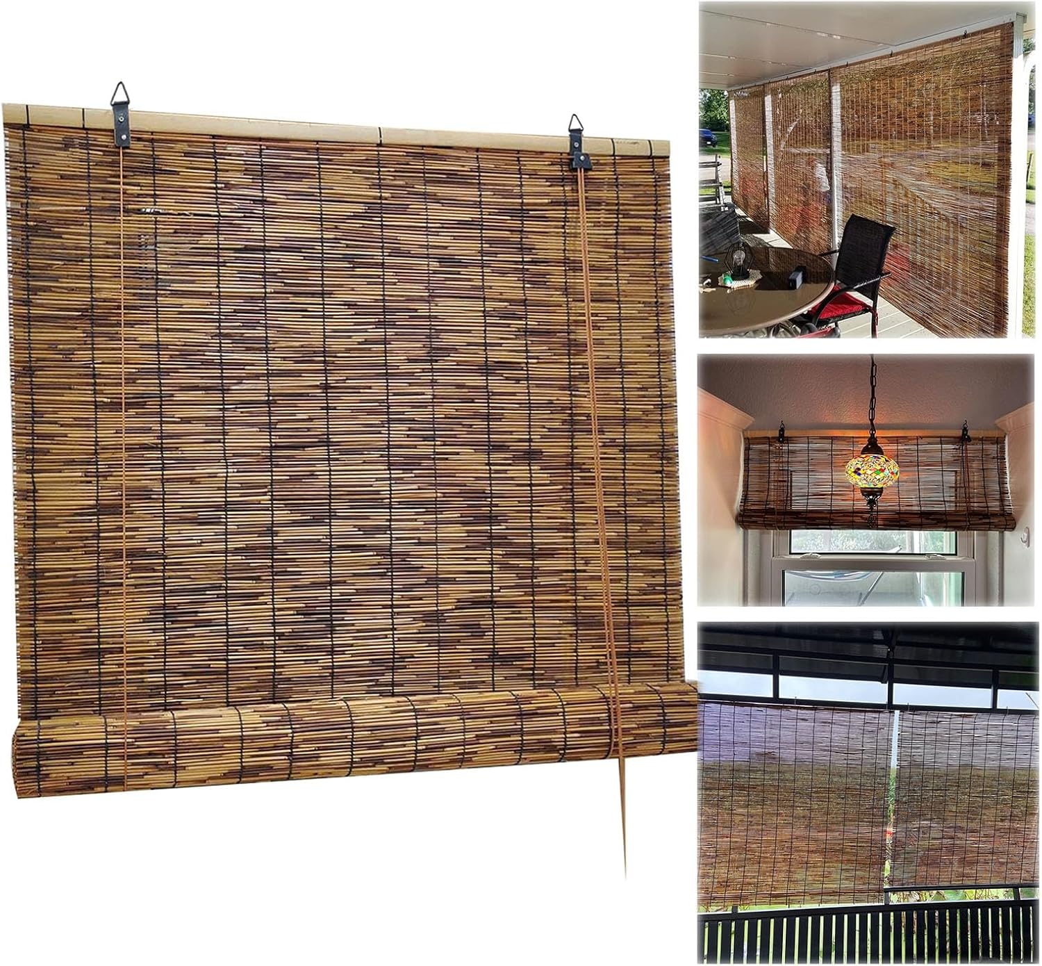 Amazon.com: Bamboo Blinds For Patio Sunshades Blackout Bamboo Roller ...