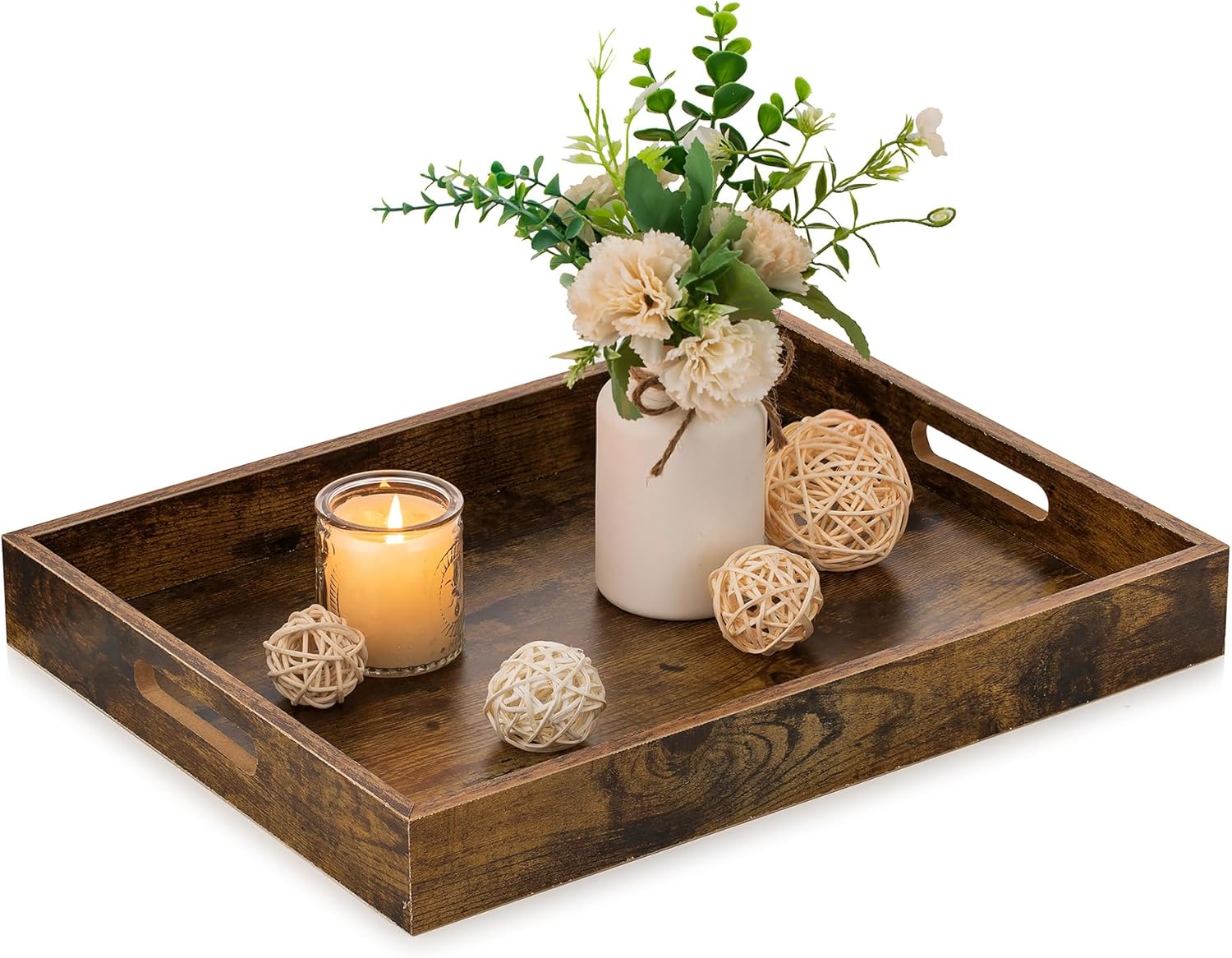 Amazon.com: Hanobe Brown Decorative Serving Trays: Rustic Brown ...