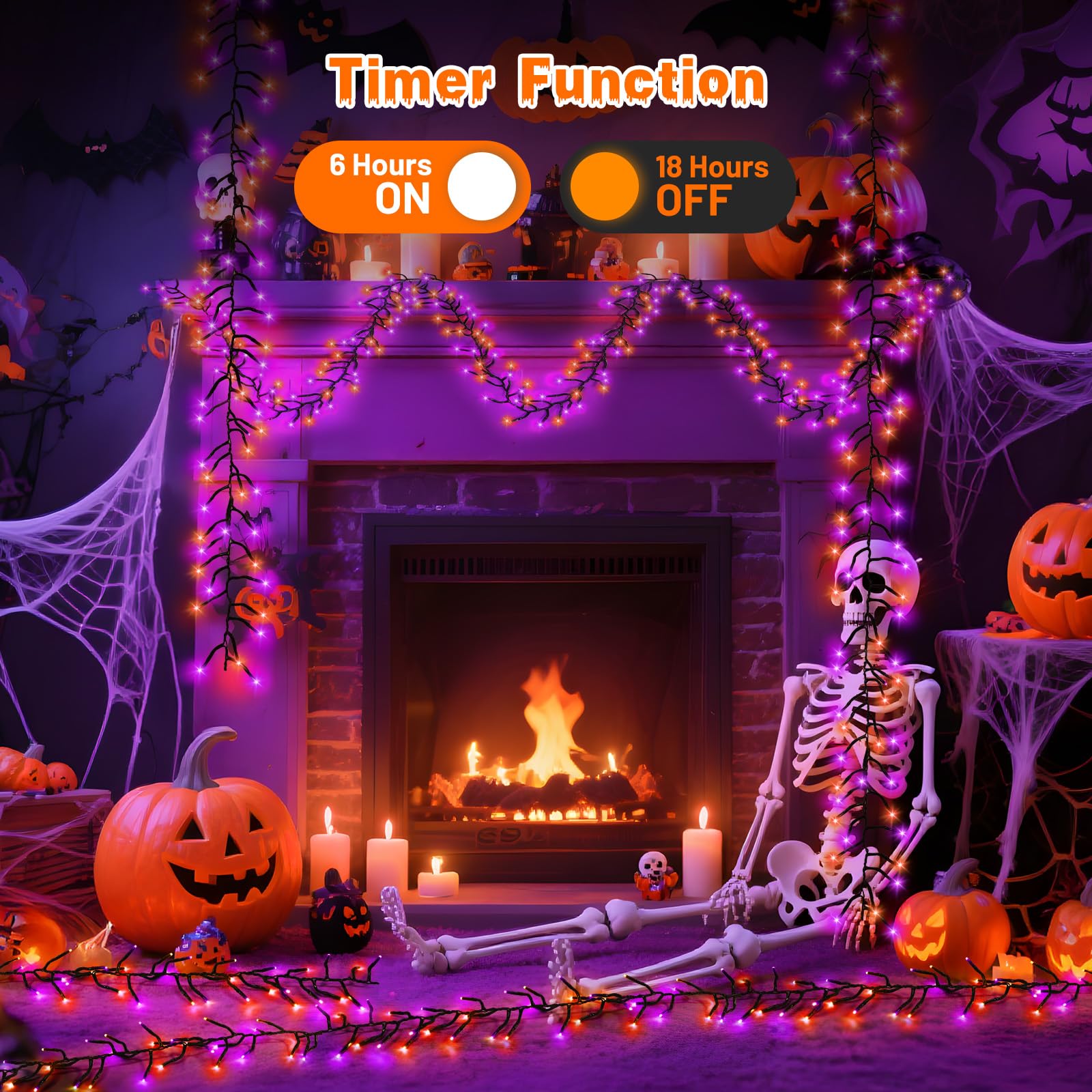 Snapklik.com : 600LED Halloween String Lights Outdoor,45.9FT Waterproof ...