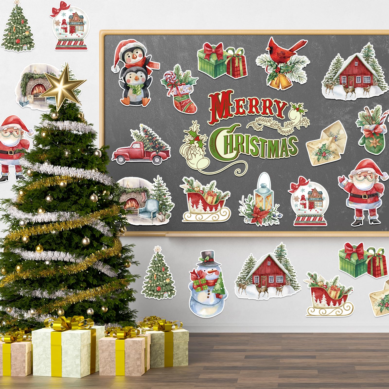 Snapklik.com : Whaline 53Pcs Merry Christmas Bulletin Board Decorations ...