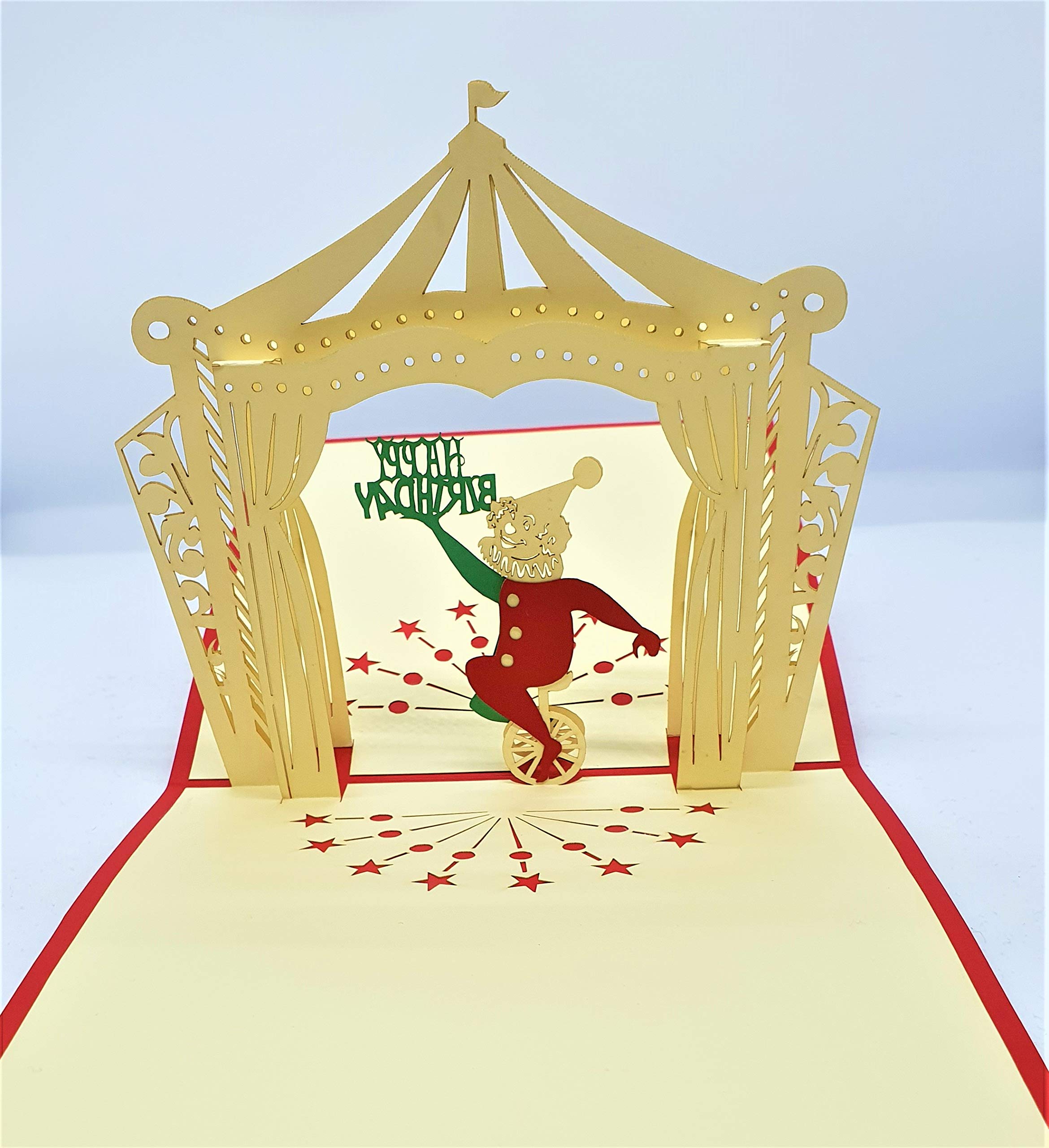 Buy BC Worldwide Ltd handmade 3D pop up card circus clown canvas bell ...