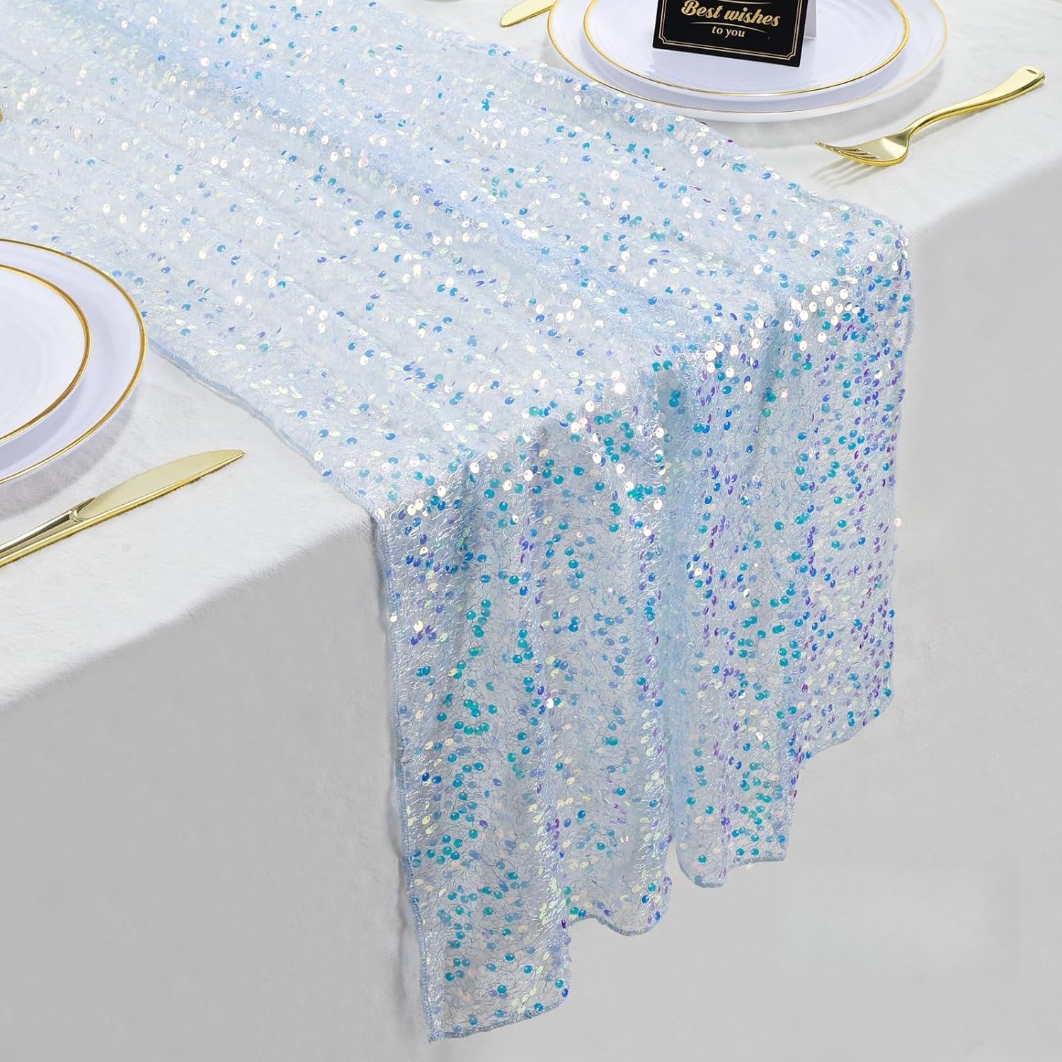 Amazon.com: ALEXPRE 2 Pcs Iridescent Sequin Table Runner 12 x 72 Inch ...