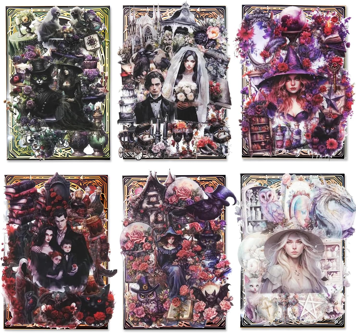 180Pcs Gothic Scrapbook Stickers Pack, MaehSab Vintage Aesthetic ...