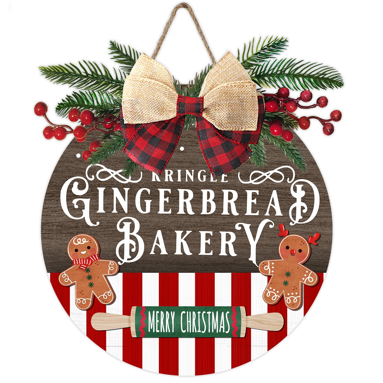 Amazon.com: Deroro Merry Christmas Gingerbread Bakery Front Door Sign ...
