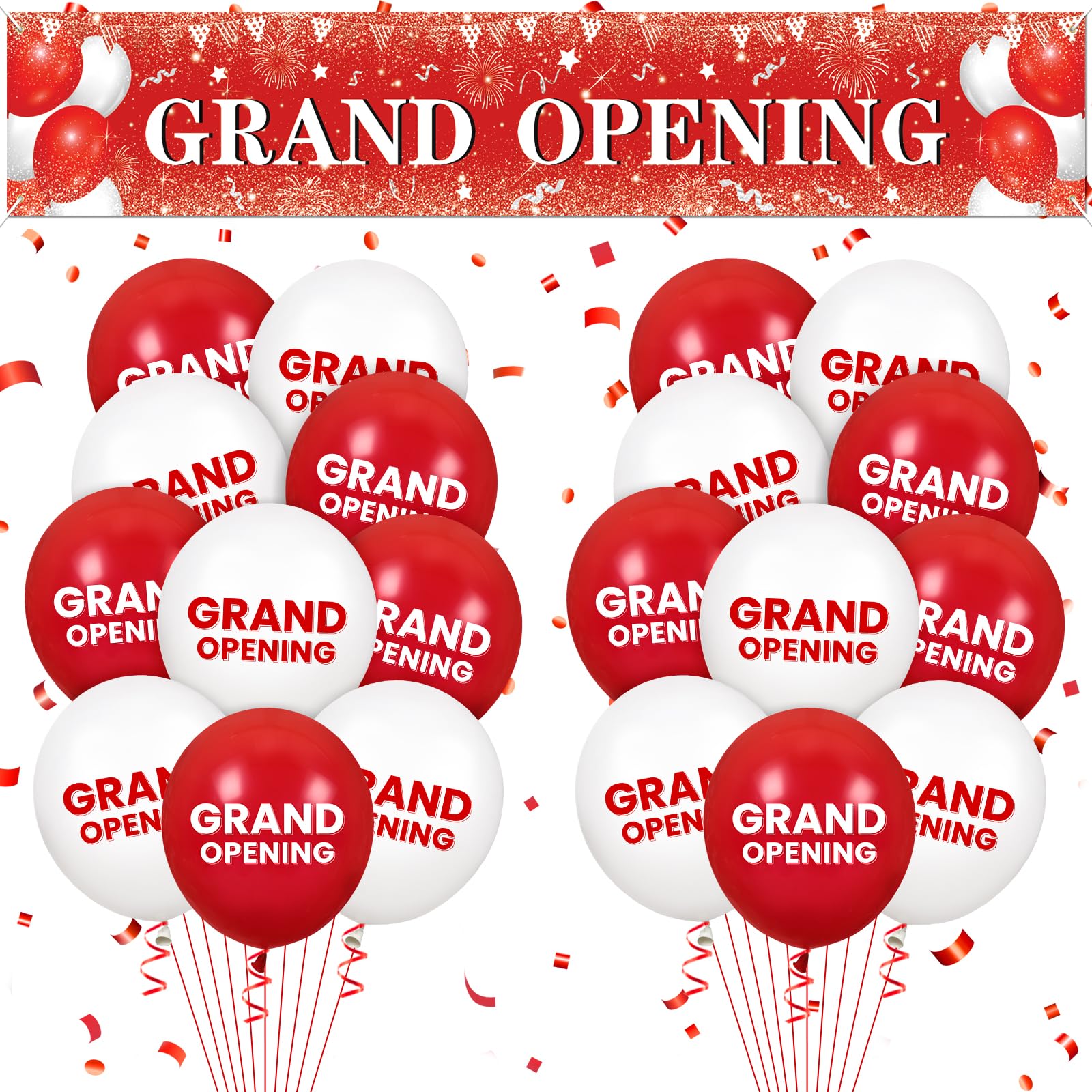 Grand Opening Decorations Kit Red White Grand Opening Banner Sign ...