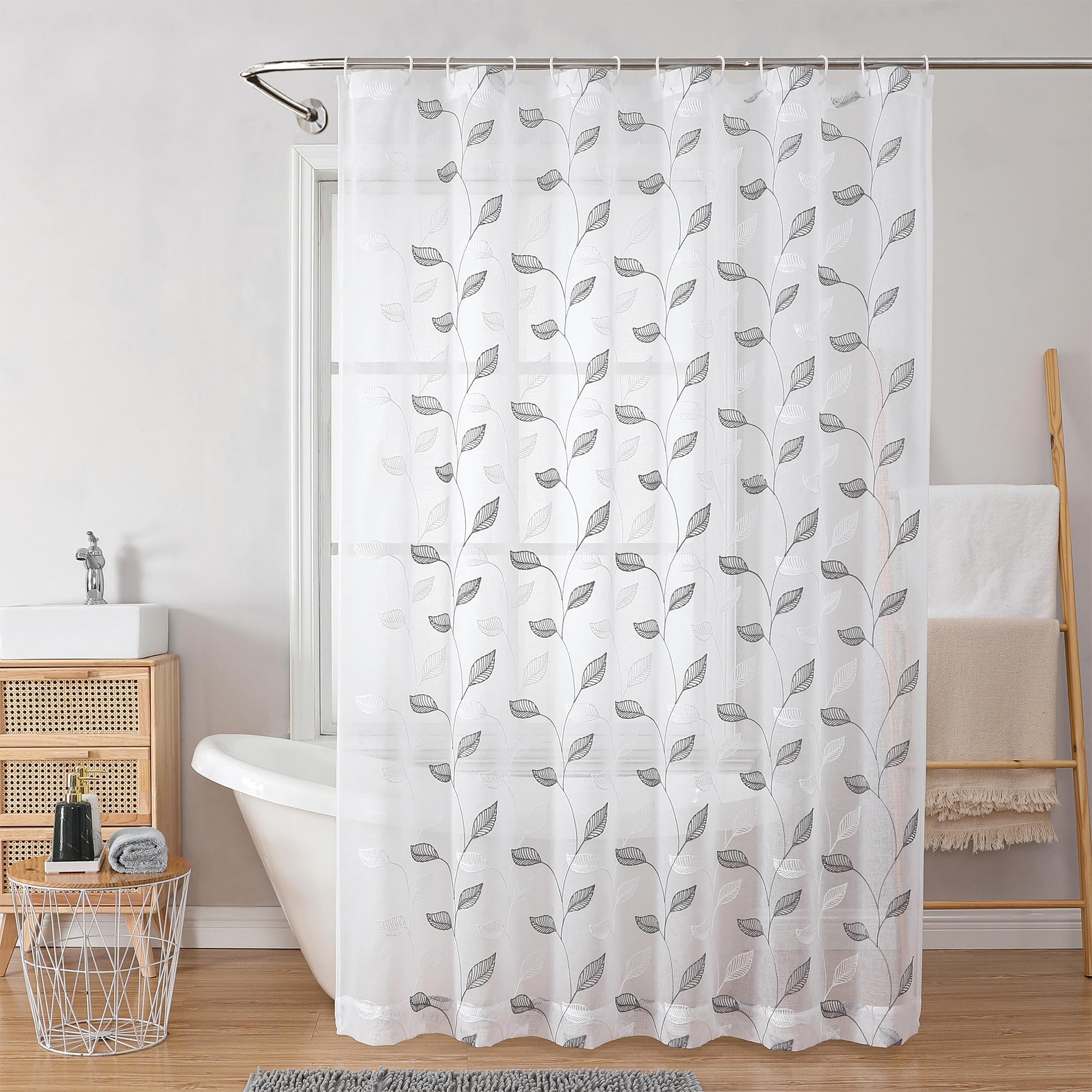Amazon.com: Regal Home Collections Sheer White Shower Curtain Set ...