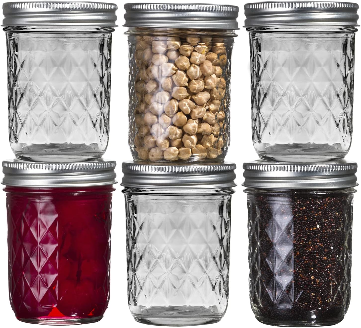 Amazon.com: Mason Quilted Crystal Jars 8 oz Regular Mouth Glass Bundle ...
