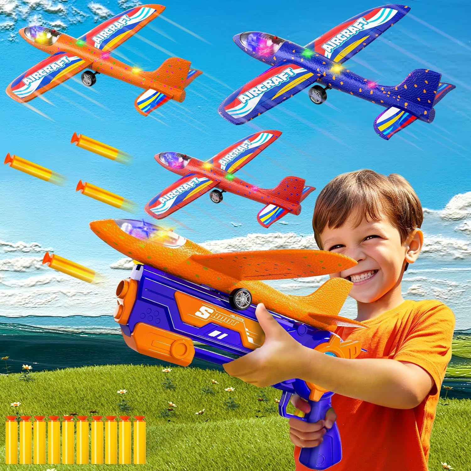 Amazon.com: TEMI 3 Pack Airplane Launcher Toys for 3 4 5 6 7 Boys - 2 ...