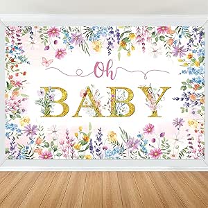 Amazon.com : Fabric 6x4ft Oh Baby Sign Backdrop, Baby Shower Backdrop ...