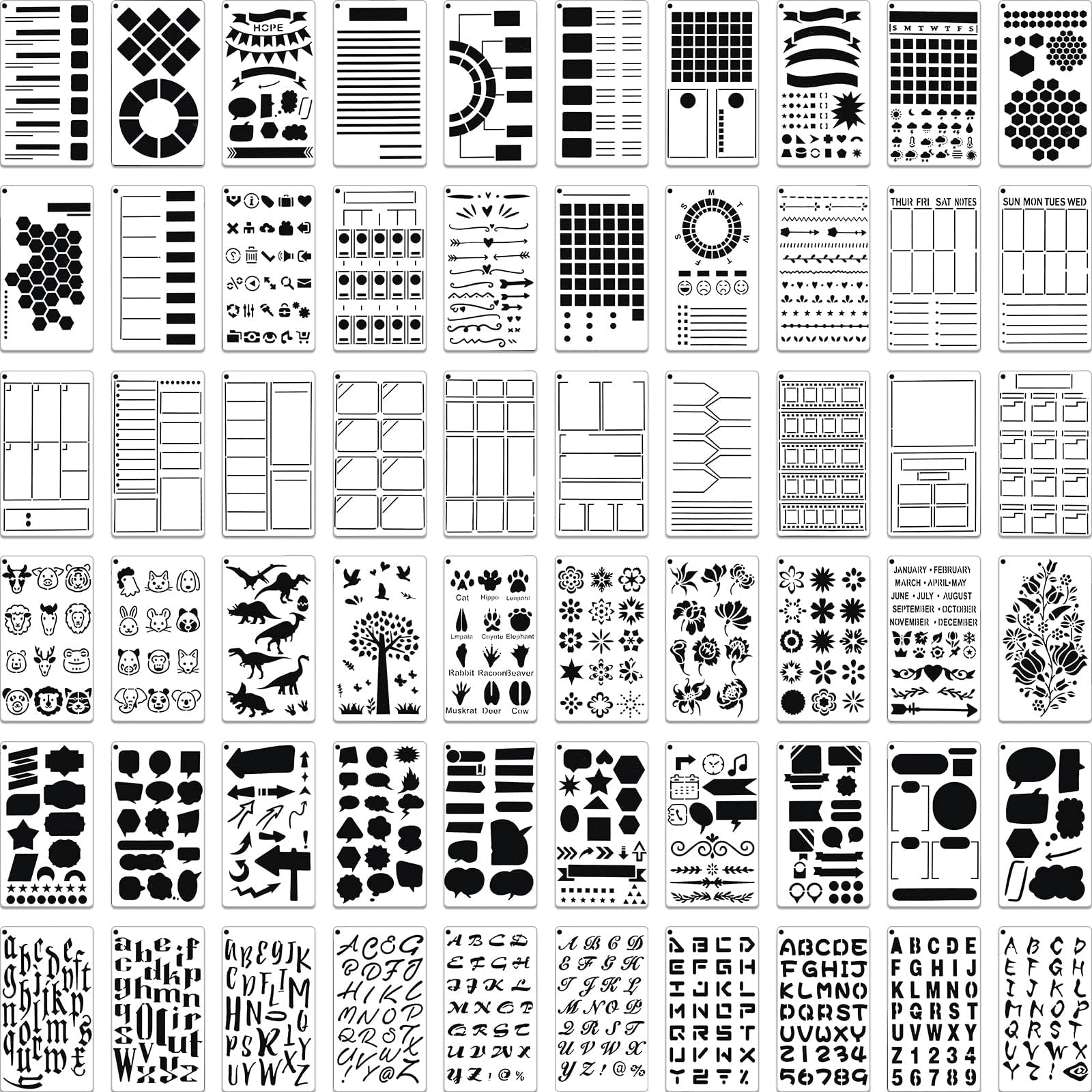 Amazon.com: Zonon 24 Pieces Journal Stencil Set Plastic Planner ...