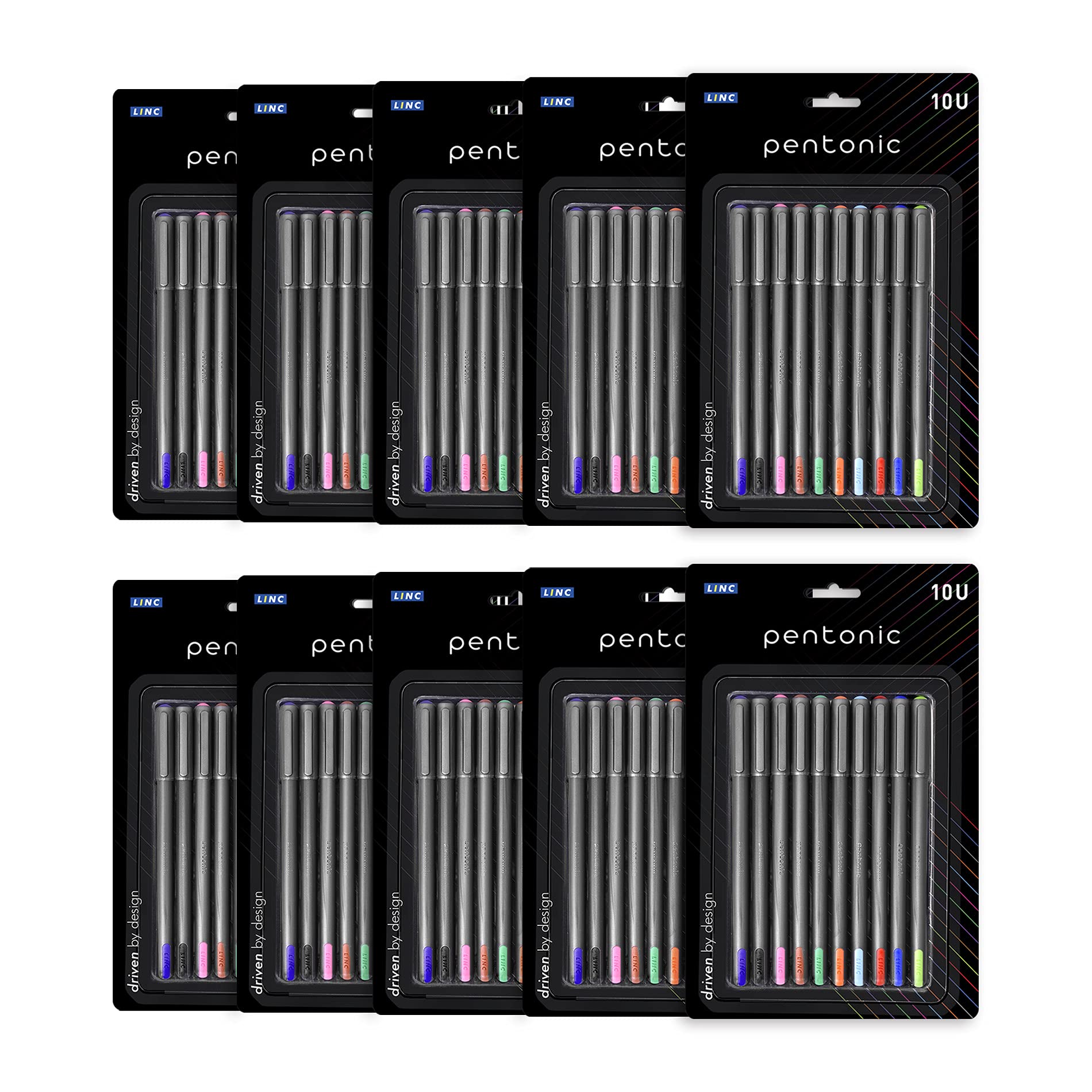 Pentonic 1.0mm Ball Pen Blister Pack | Grey Body | Pink,Green,Orange ...