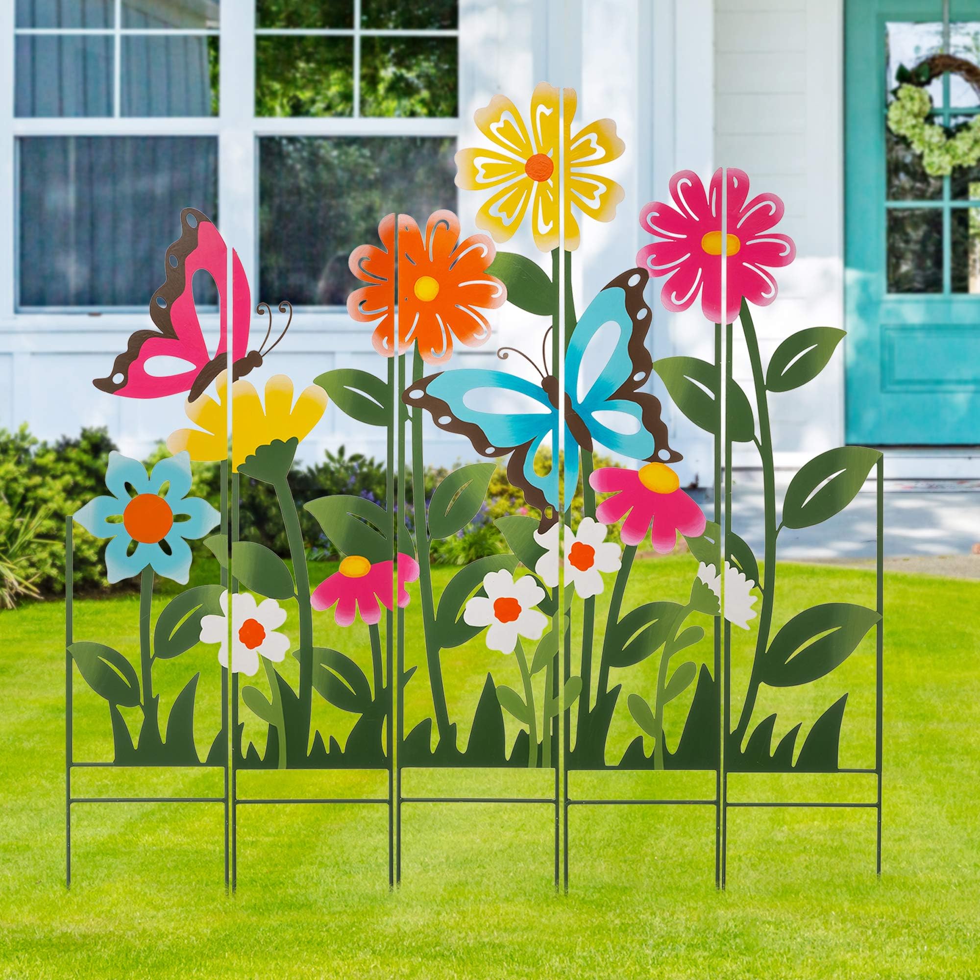 Amazon.com: Briarwood Lane Whimsy Flowers Spring Metal Art 28" x 17 ...