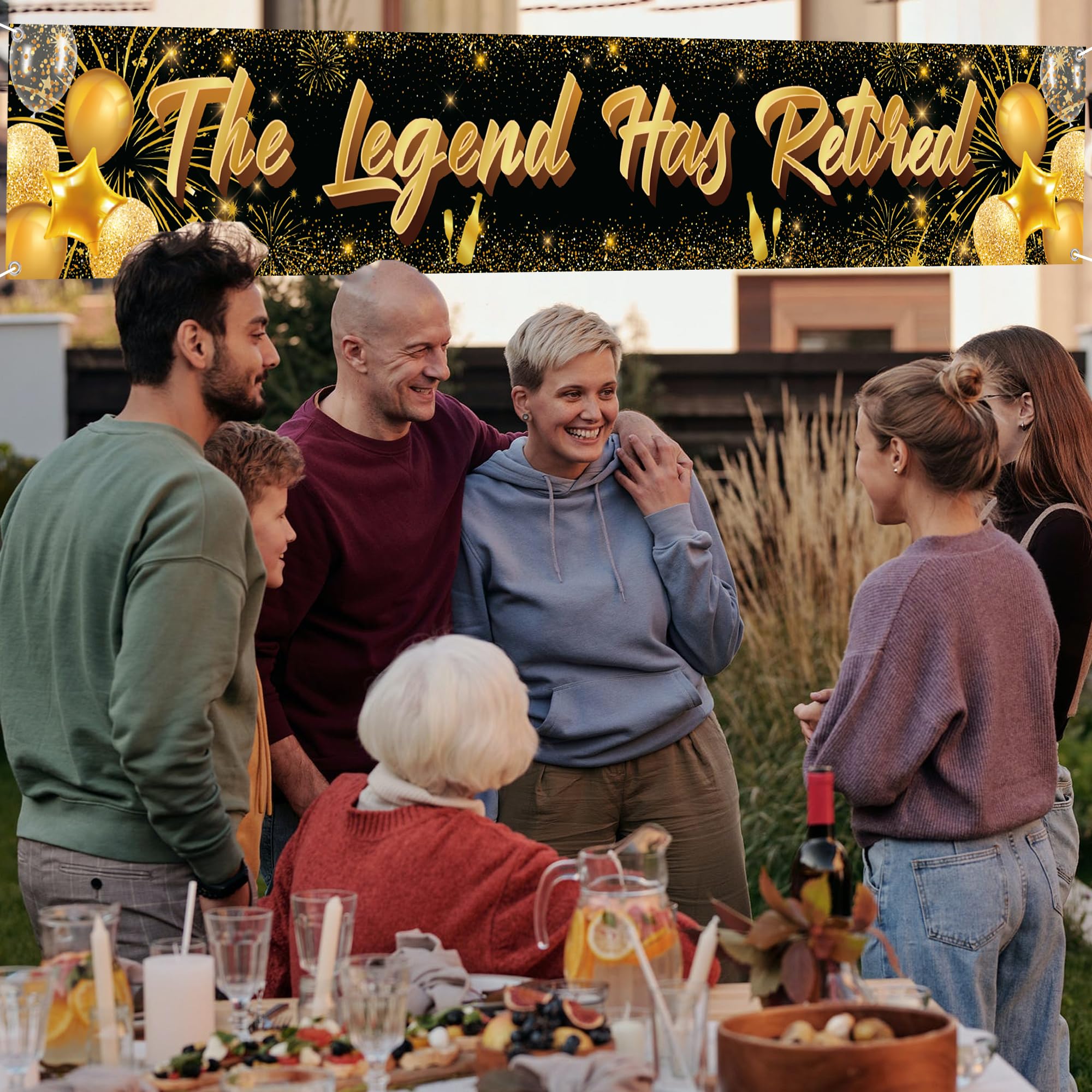 Happy Retirement Banner Decorations – Black Gold The Legend Has Retired ...