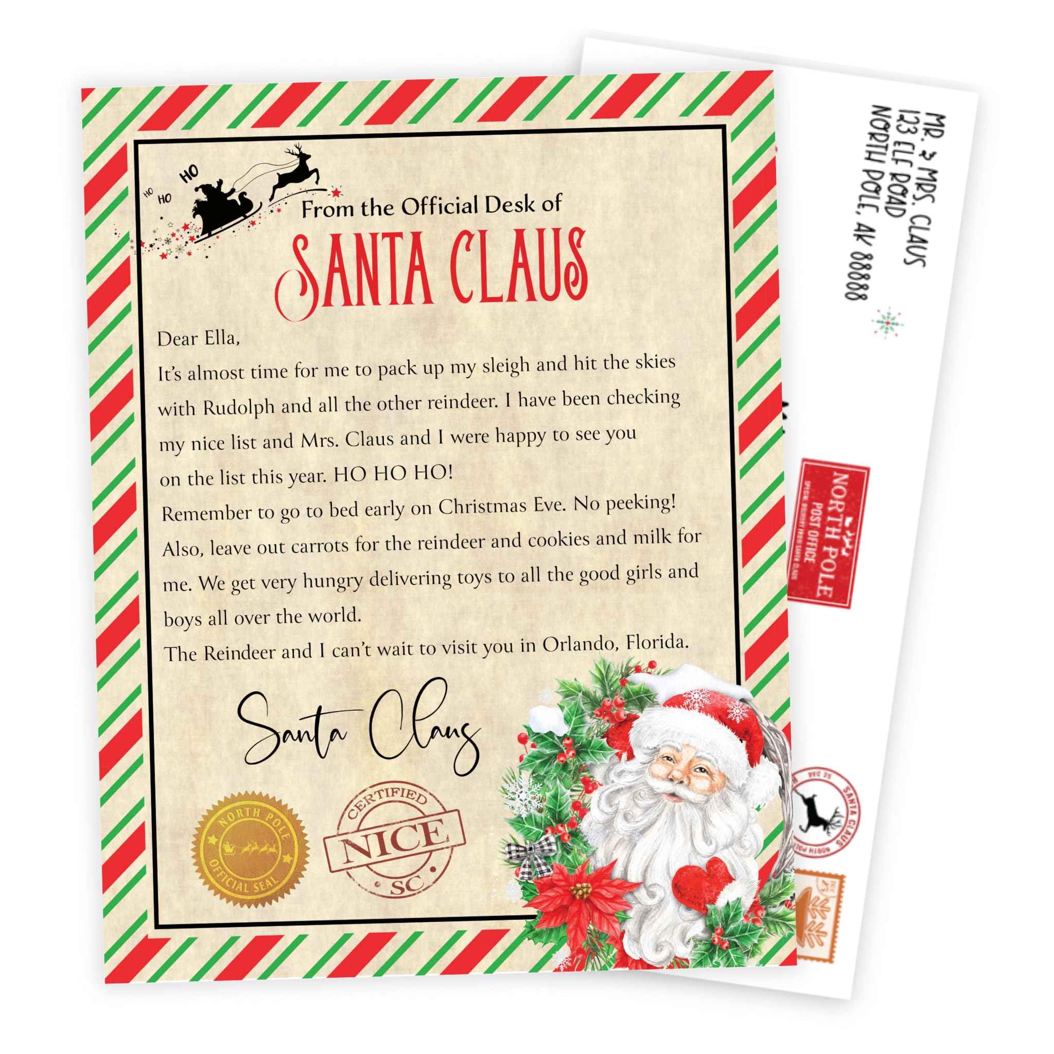 Buy Personalized Letter from Santa with Envelope for Kids, Christmas ...