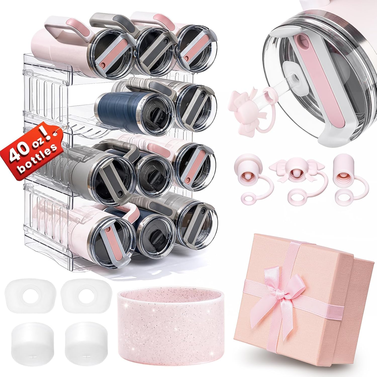 Amazon.com: Rose Quartz Spill Stoppers Set for Stanley Cup Accessories ...