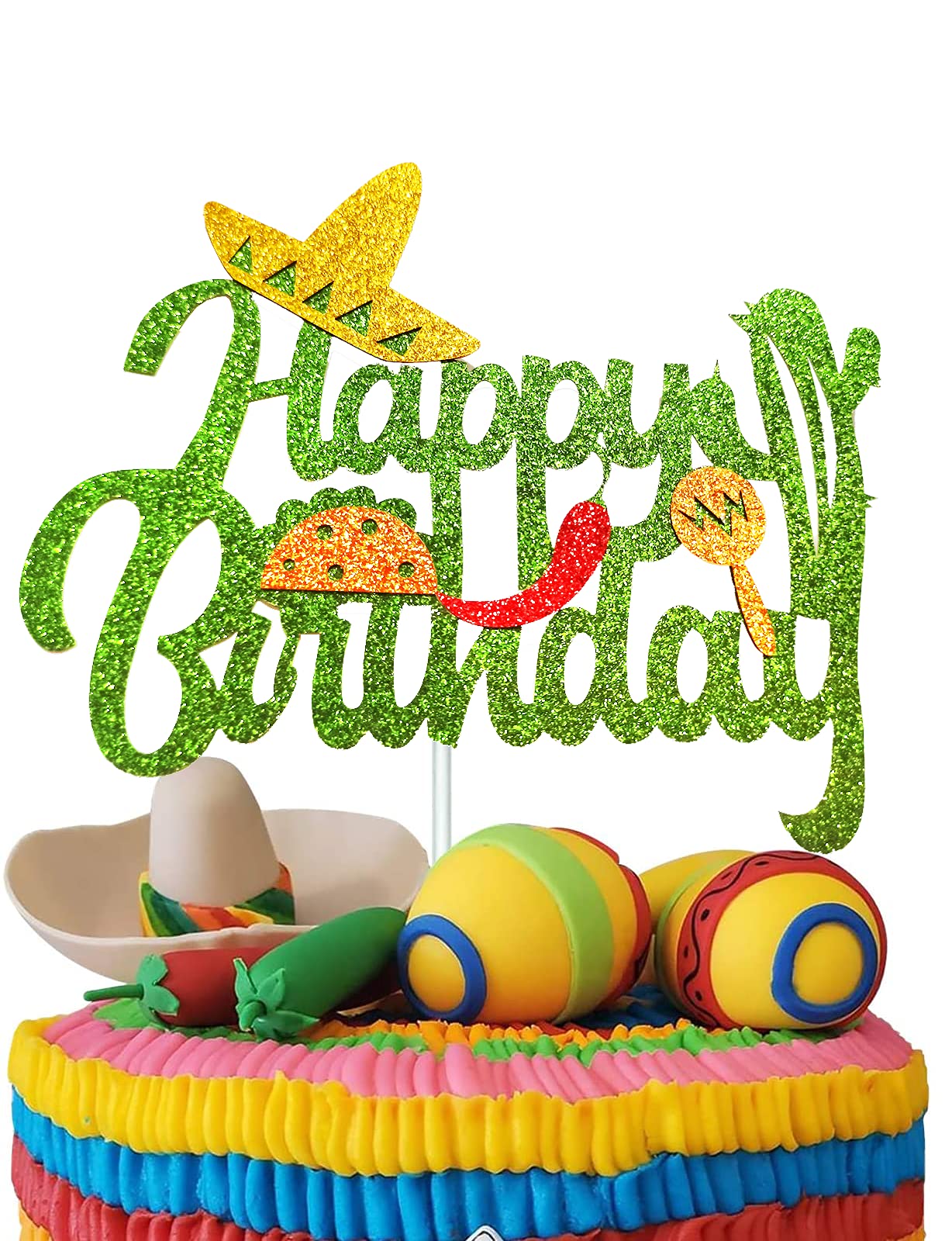 Cactus Cake Topper Happy Birthday Cake Topper With Taco Maracas ...