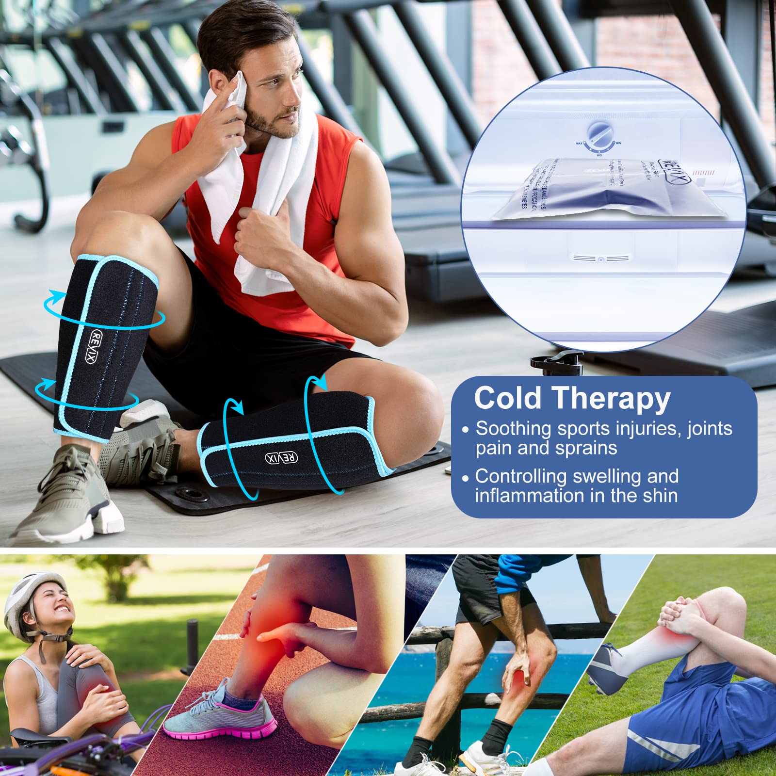 Snapklik.com : REVIX XL Shin Splint Ice Pack For Injuries Reusable Gel ...