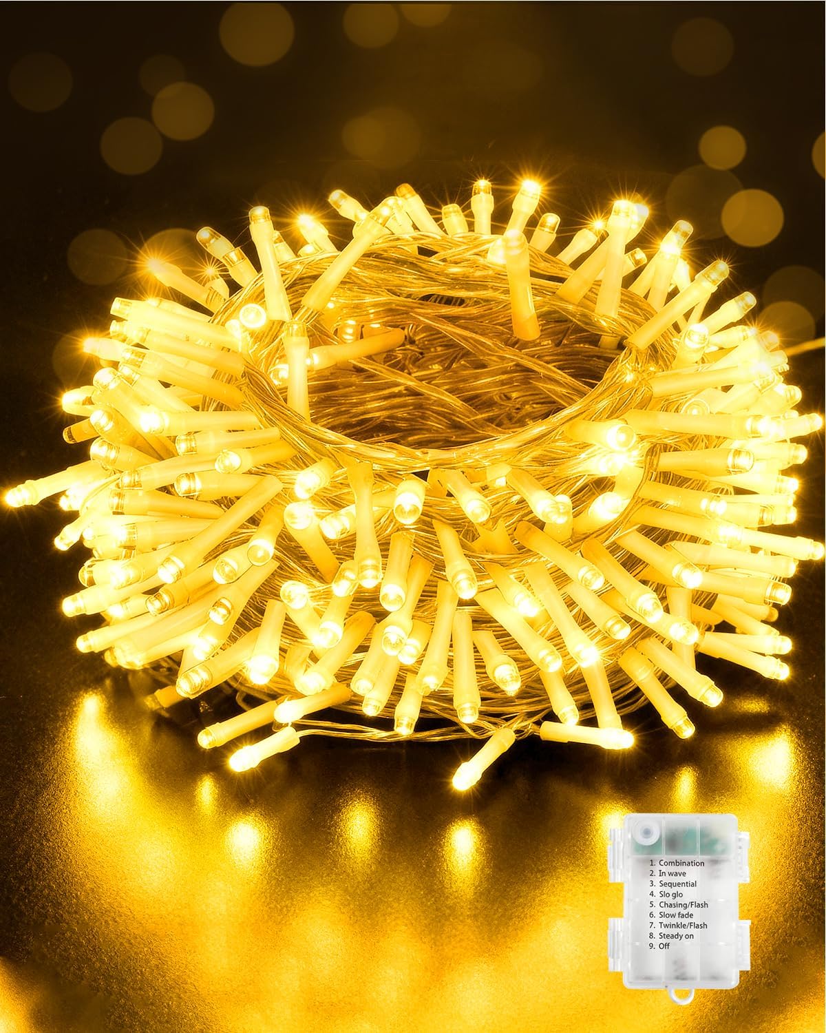 Opard Lichterkette Batterie, 100er LED 10M Warmweiß, Lichterkette ...