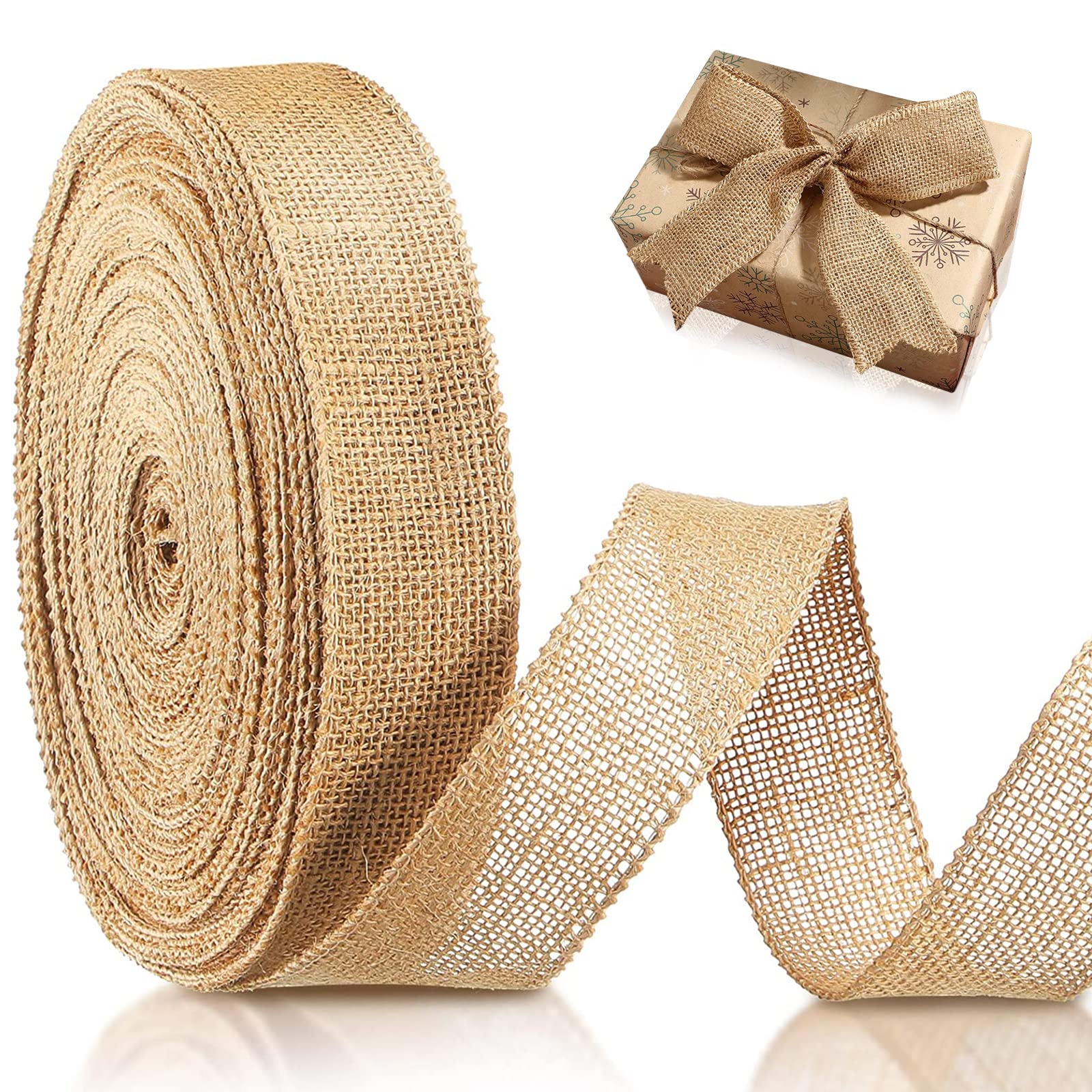 Hessian Ribbon, 2CM*23M Burlap Ribbons, Rustic Linen Ribbon Natural ...