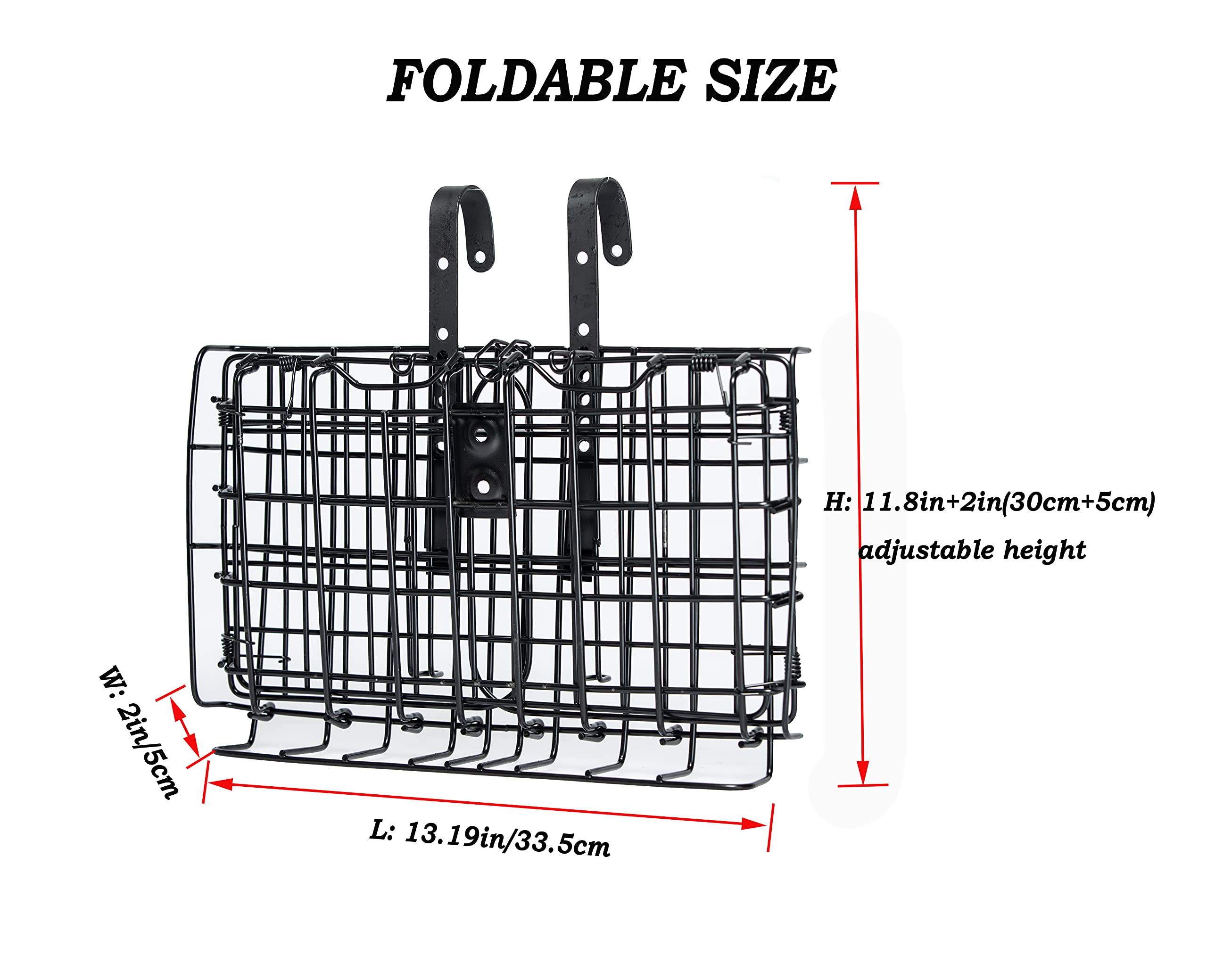 Snapklik.com : Foldable Front Bike Basket Detachable Metal Adjustable ...
