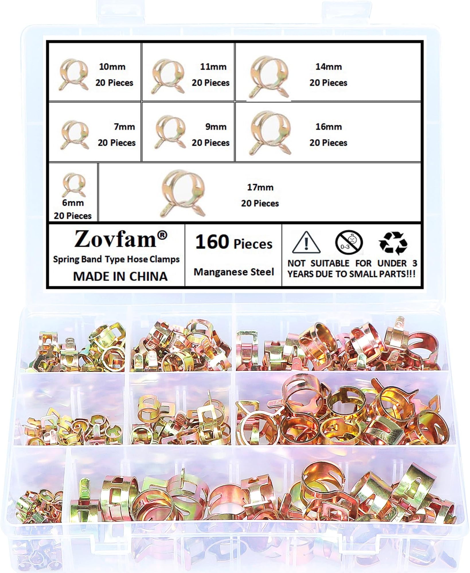 Spring Band Hose Clamps Assortment Kit Fuel Line Silicone Vacuum Hose ...