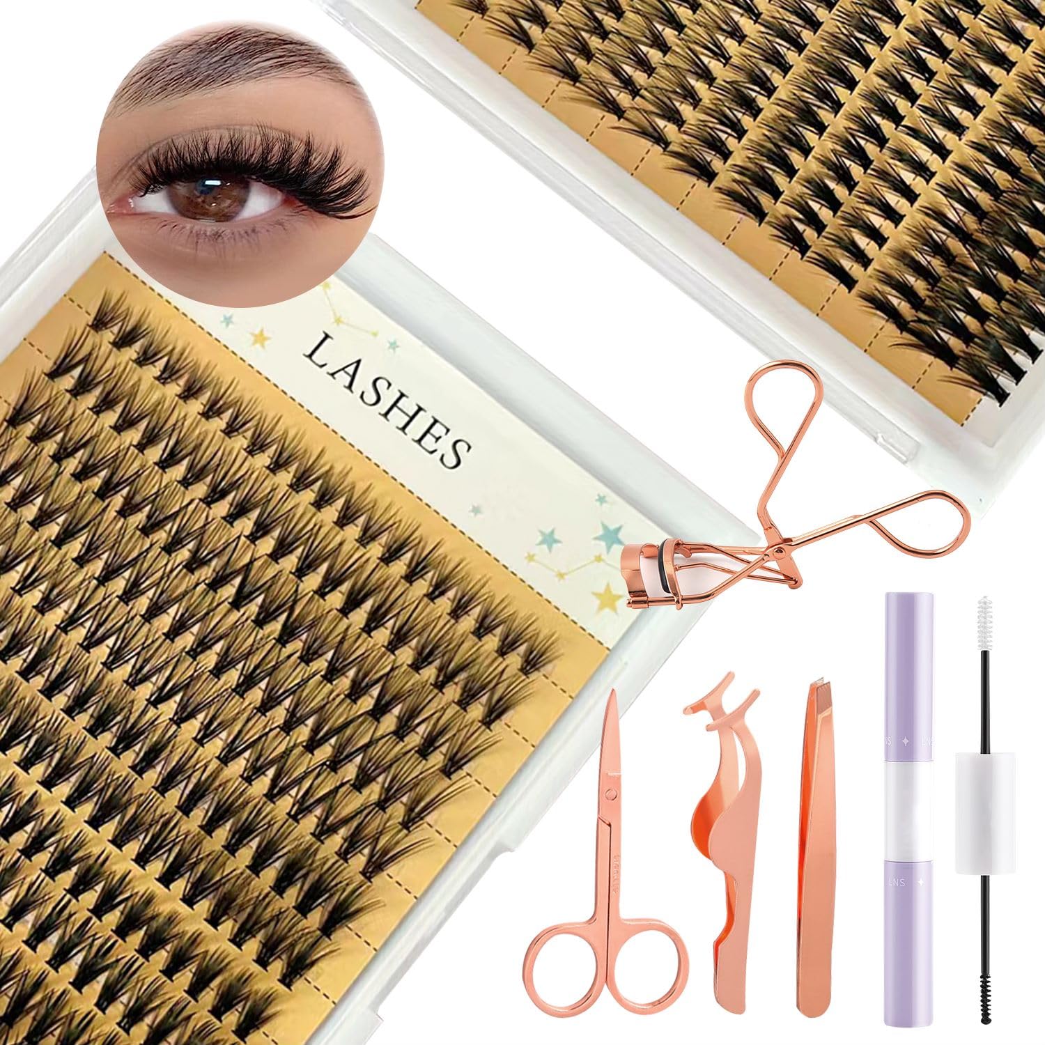 Amazon.com: YALINCMOO 240Pcs Cluster Lashes Belt Eyelash Glue, Eyelash ...