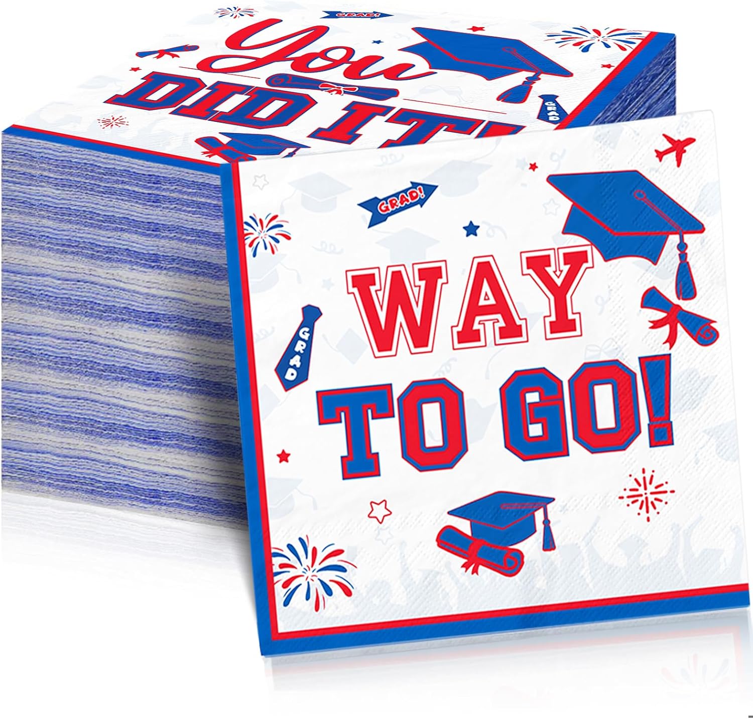 Amazon.com: 48Pcs Red Blue Graduation Napkins 2024 Disposable ...