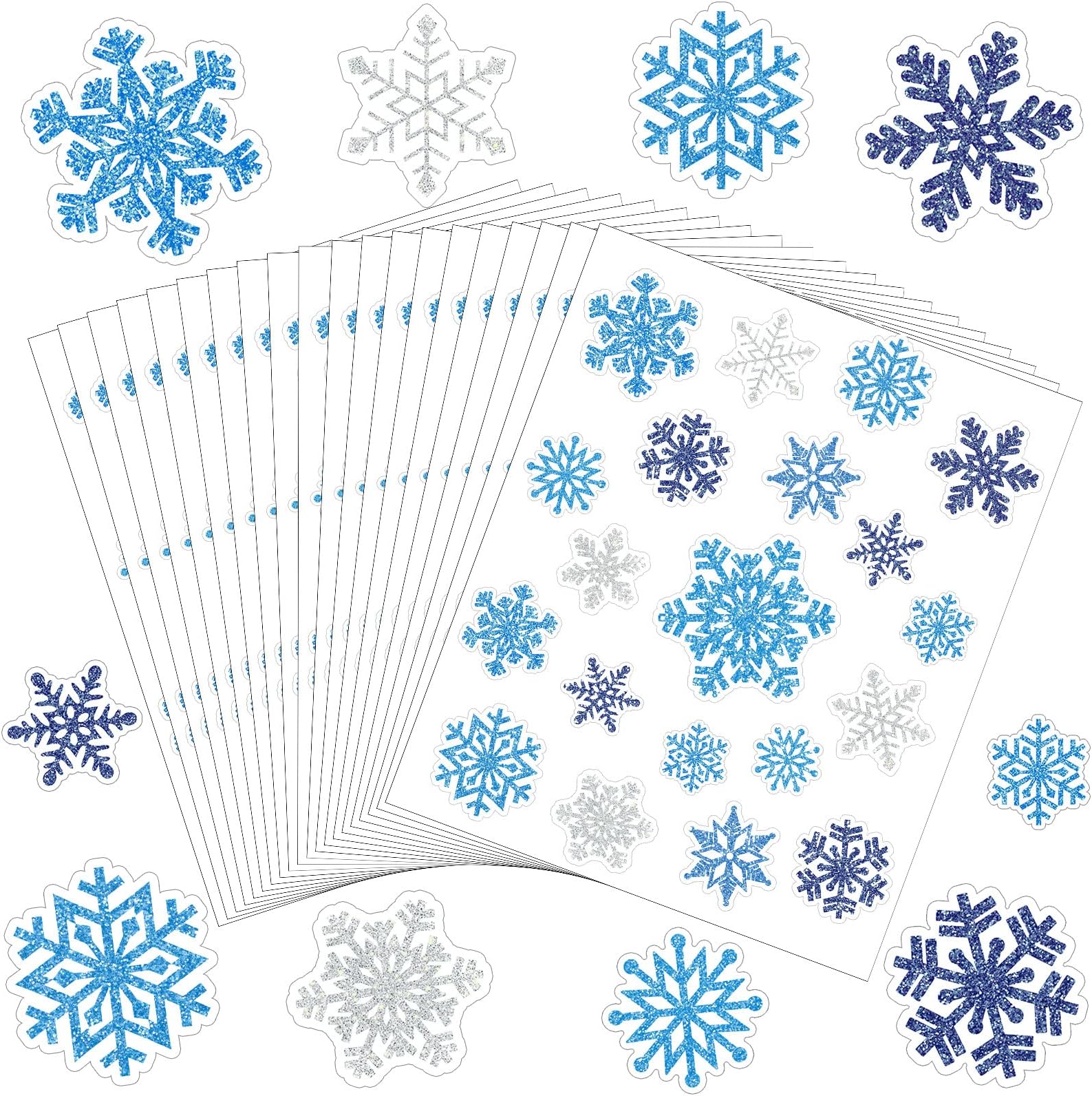 Amazon.com: Aneco 600 Pieces Foam Snowflake Stickers Self-Adhesive ...