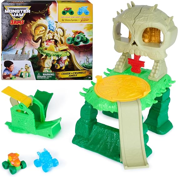 Amazon.com: Monster Jam Mini Jams, Crash & Crumble Skull Escape Playset ...