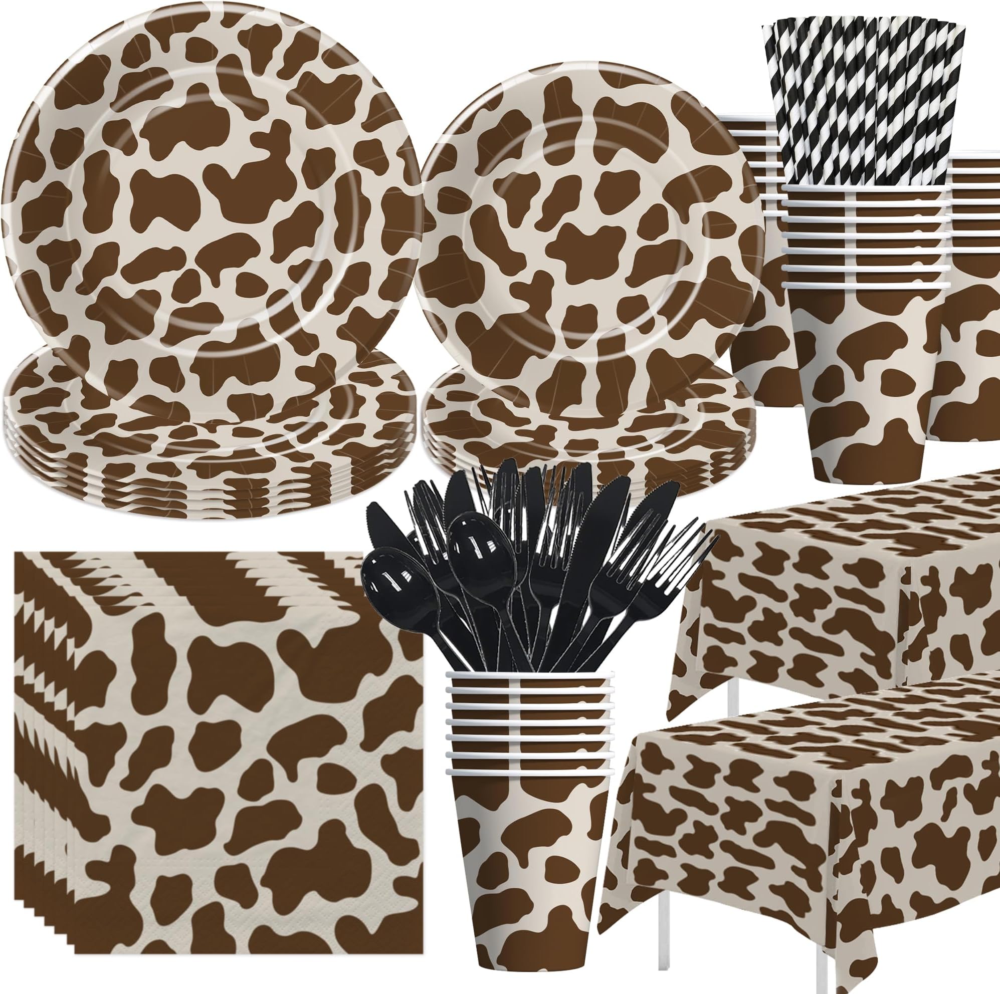 Amazon.com: Xigejob Cow Print Party Supplies For Cowboy Birthday ...