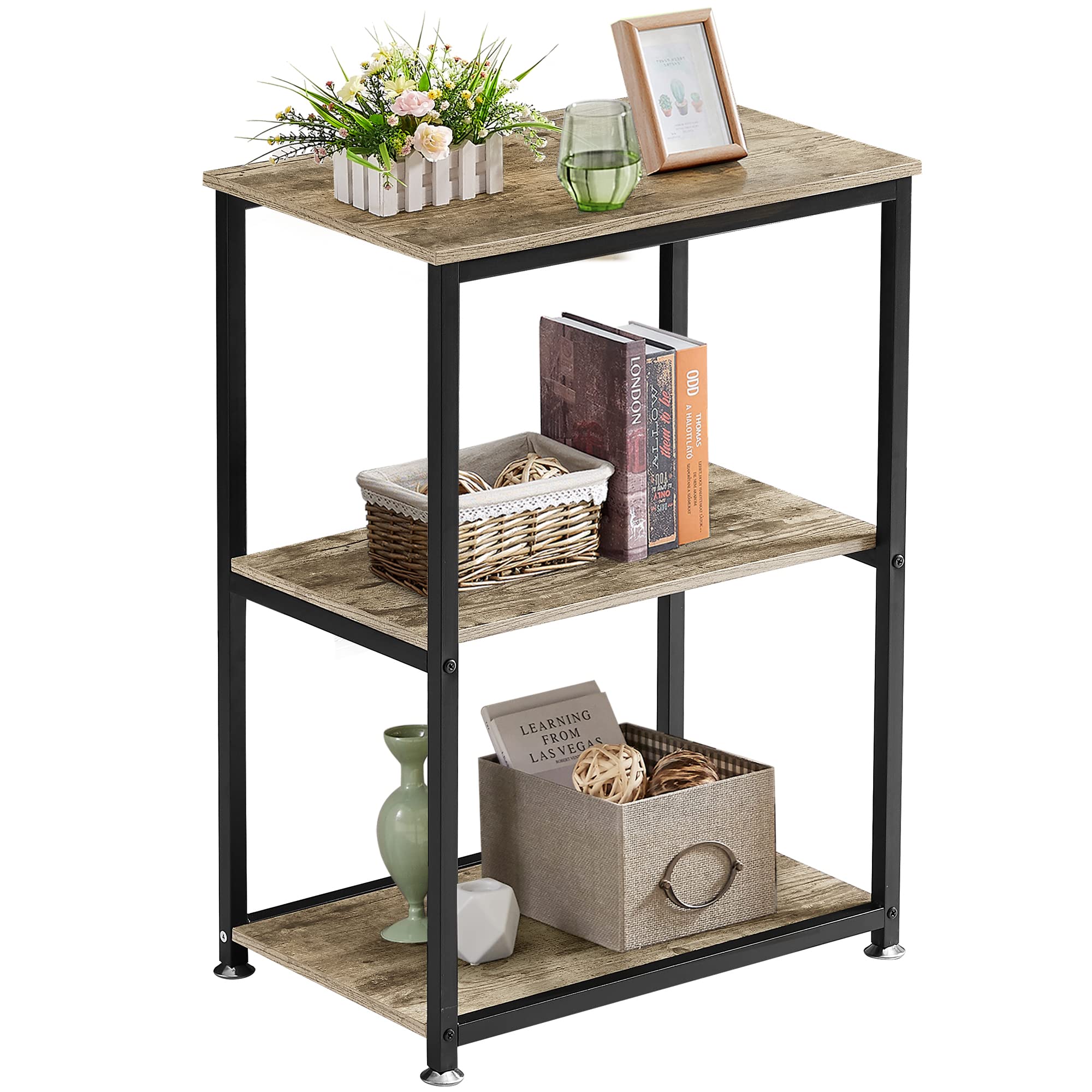 Amazon.com: VECELO Tall End Side Table,30" Height Nightstand with 3 ...