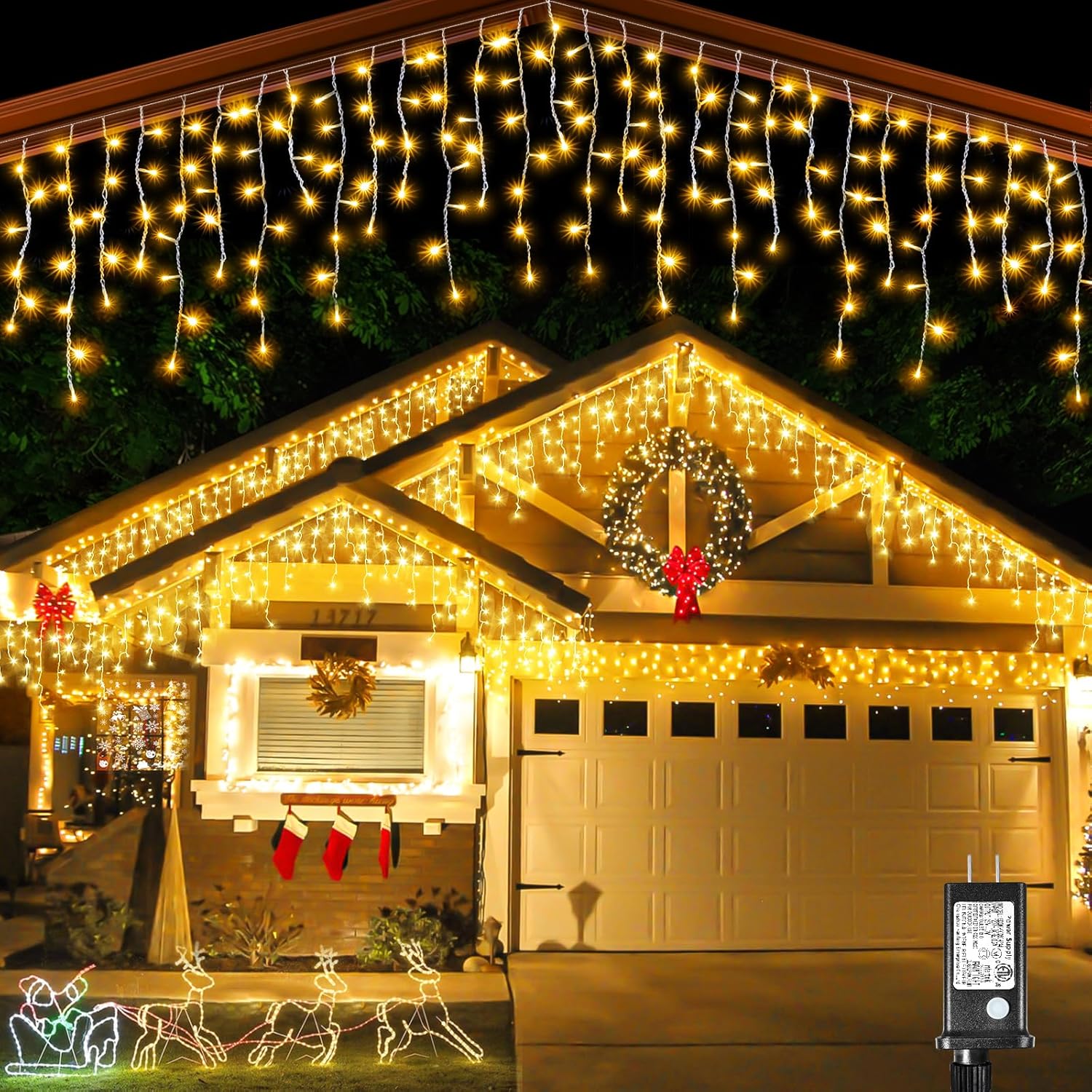 Vivideal Christmas Lights Outdoor - 99 ft 1216 LED Icicle Lights ...