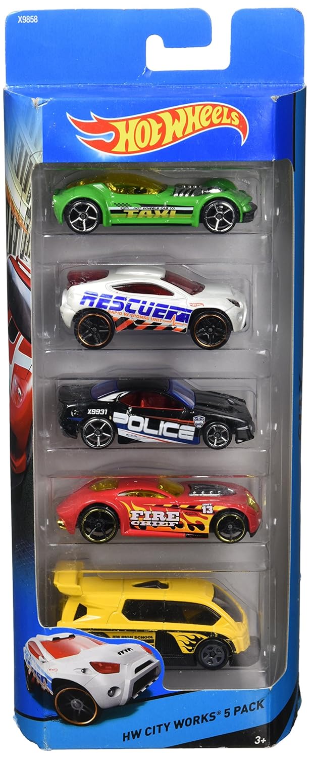 Hot Wheels HW City Works 5 Car Pack: Ballistik - Hyperliner - Rapid ...
