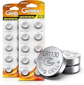 Amazon.com: GutAlkaLi 20-Pack LR1130 Button Cell Battery, AG10 Alkaline ...