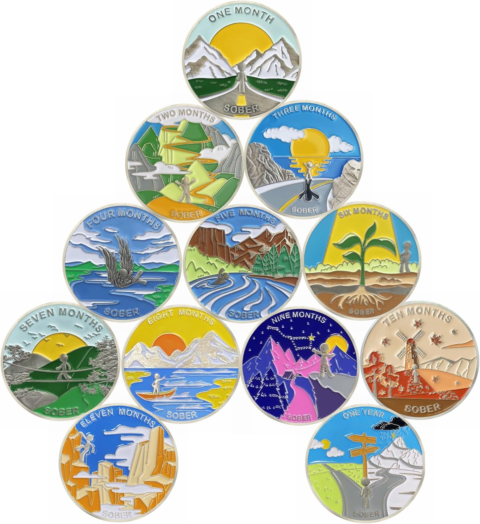 Amazon.com : Sobriety Coins Set 1-12 Months Alcoholics Anonymous ...