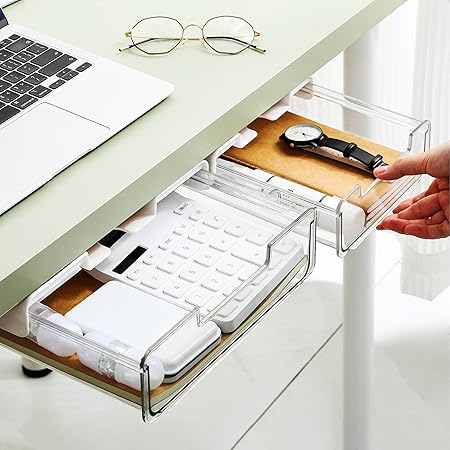 Amazon.com: Citylife 2 Pack Under Desk Drawer Organizer Slide Out Under ...