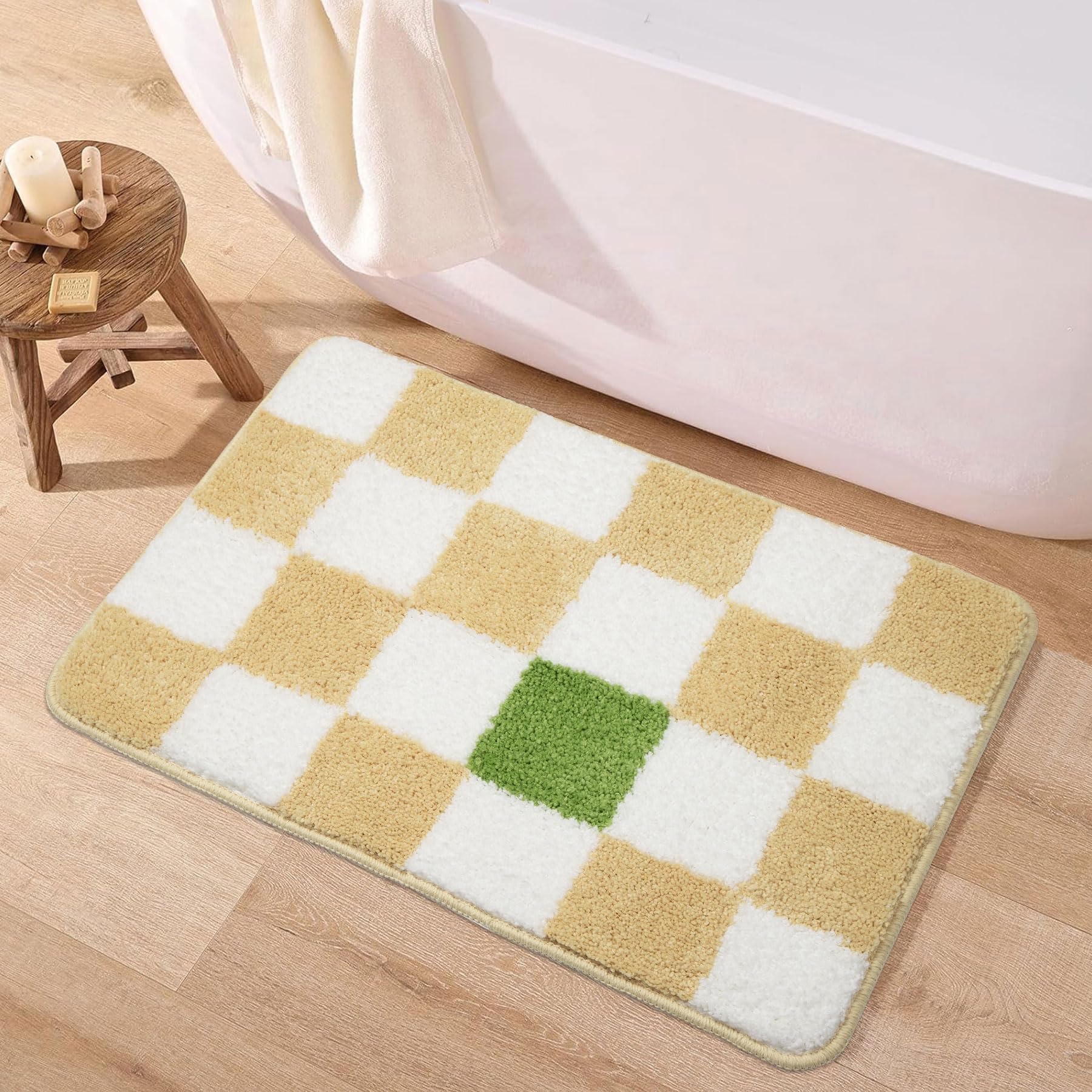 Amazon.com: Sunhop Bathroom Rugs, Cute Checkered Bath Mat, Extra Soft ...