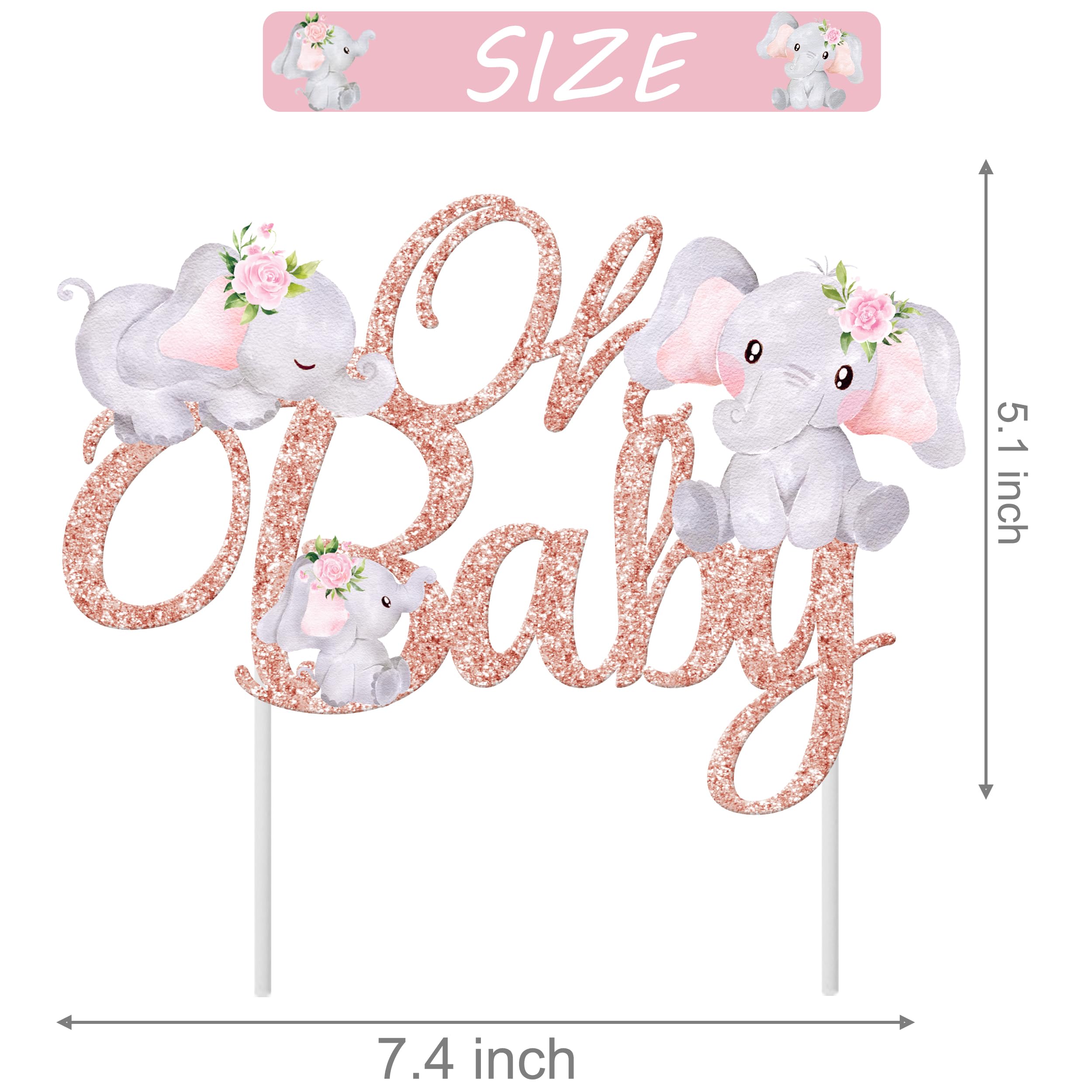 Snapklik.com : Pink Elephant Baby Shower Supplies Elephant Oh Baby Cake ...